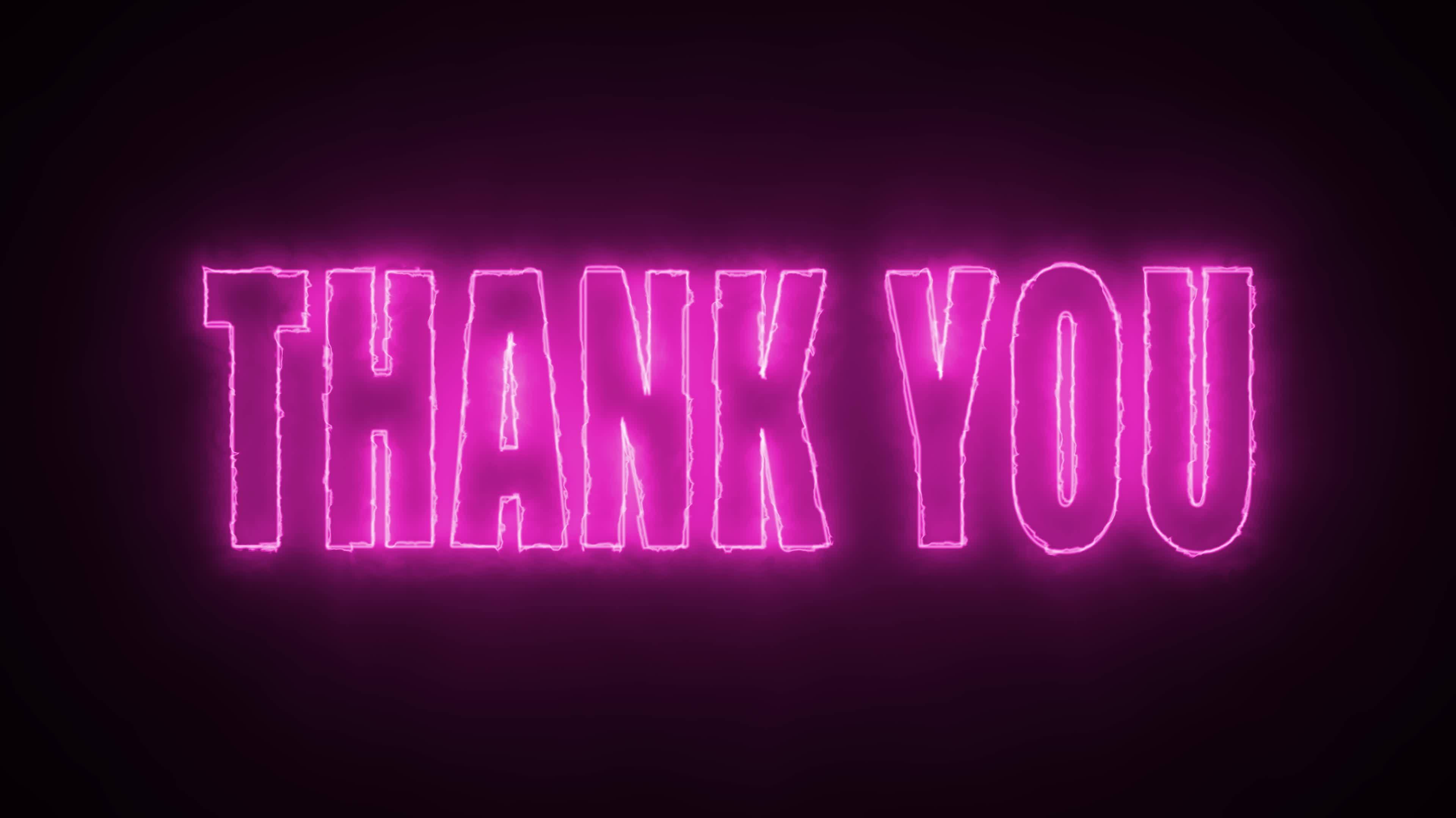 thank you animation, neon pink glowing ultraviolet text, perfect for ...
