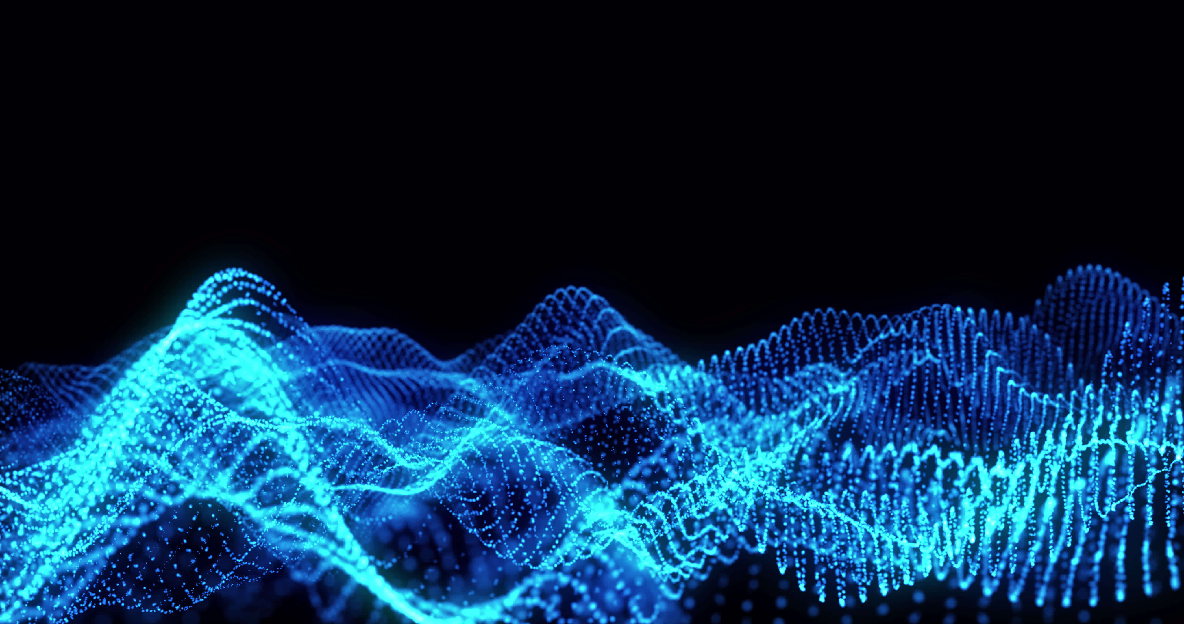 Blue waves from particles and stripes beautiful bright glowing shiny ...