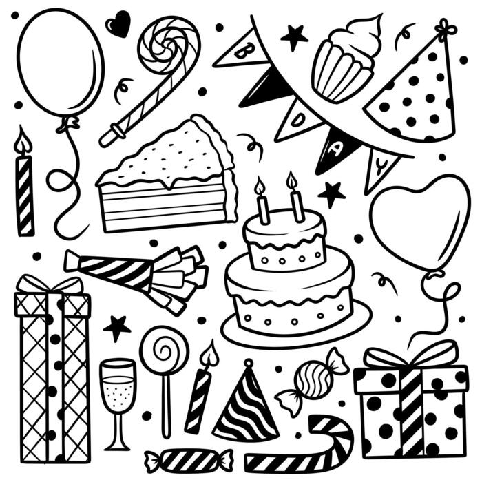 Birthday Black And White Vector Art, Icons, and Graphics for Free Download