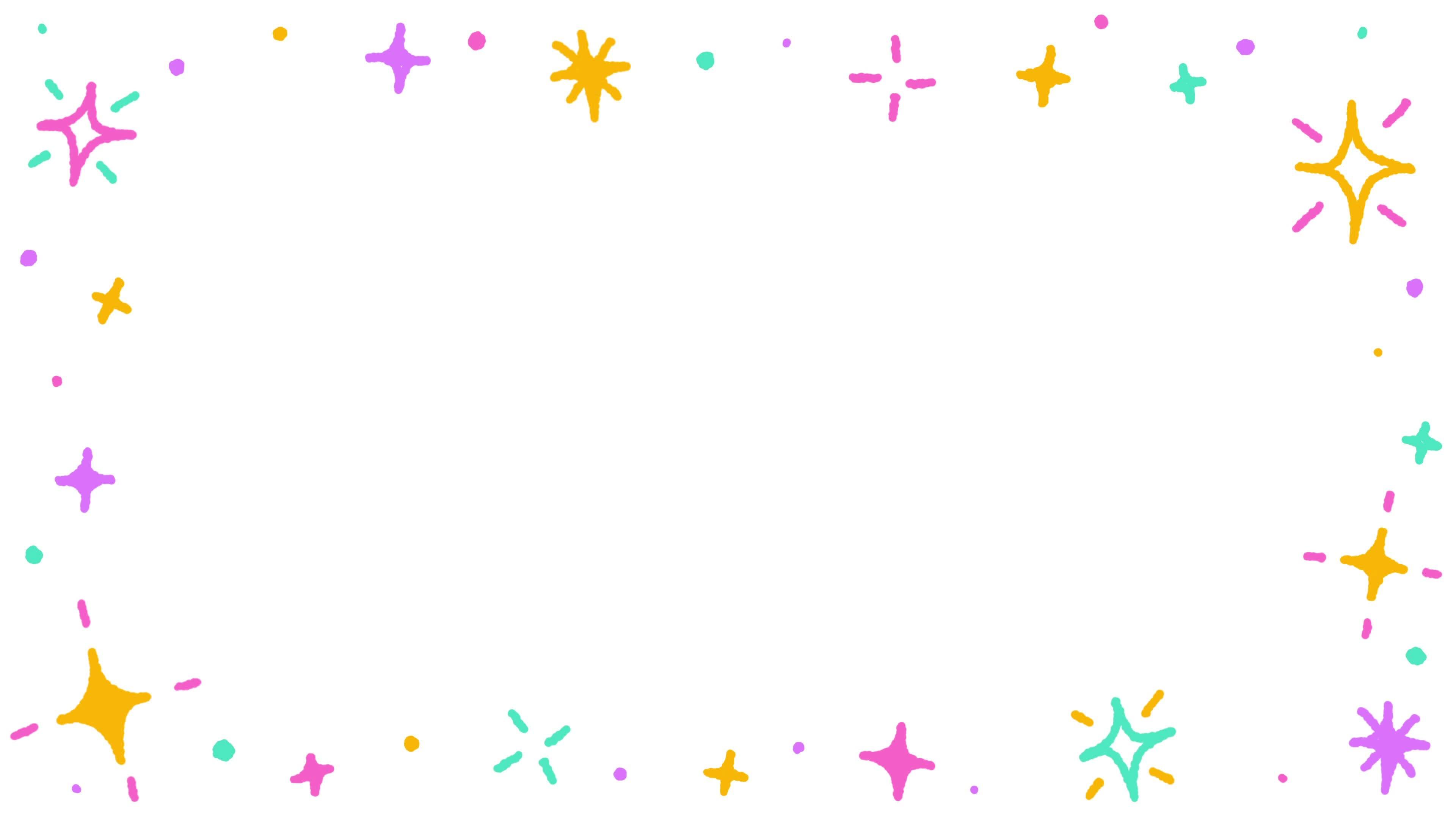 4K HD Doodle Cute Shining Star Sparkle Dot Confetti Rectangle Frame ...