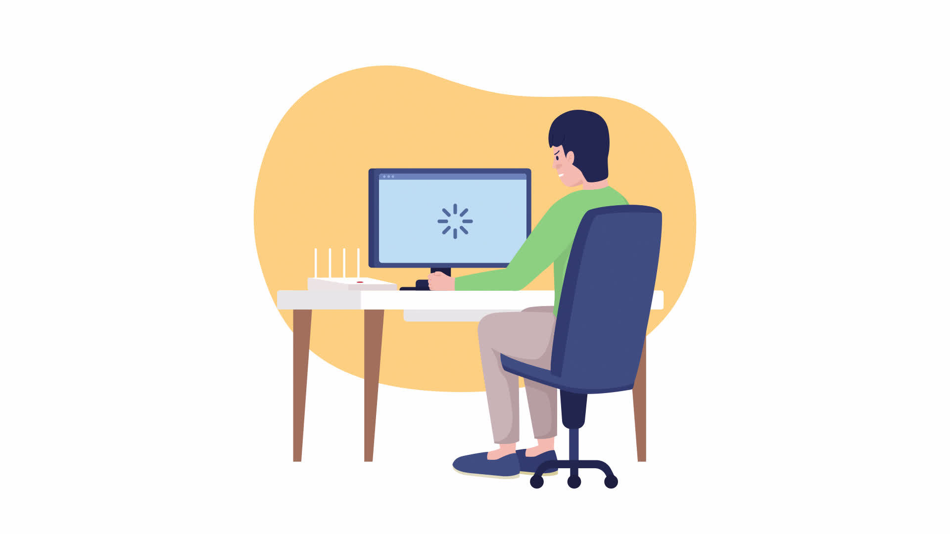 Animated Failed Connection Looped Flat 2d Character Hd Video Footage