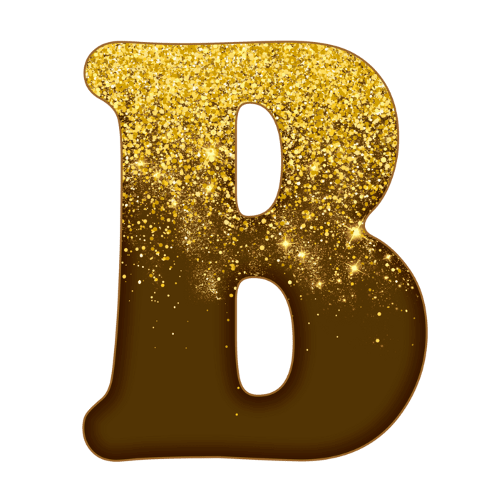 Half Gold Glitter Alphabet PNGs for Free Download