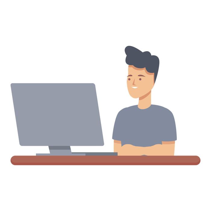 Man Using Computer Vector Art, Icons, and Graphics for Free Download