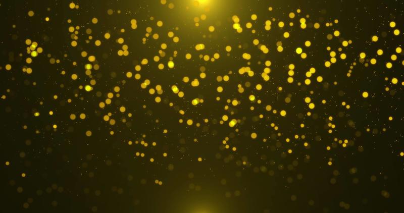 Golden luxury bokeh on particles floating in the air. Dust and glitter particles background ...