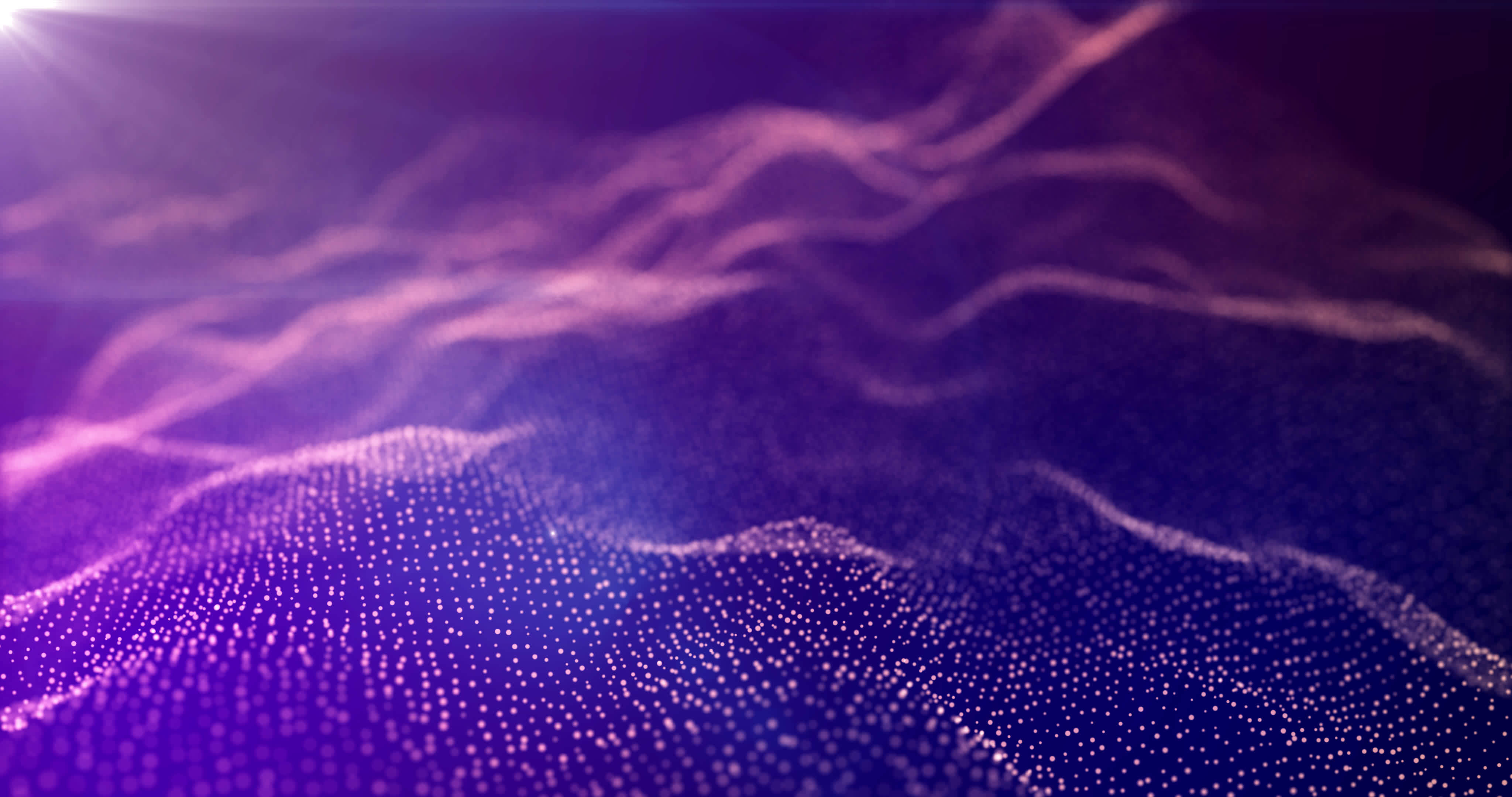 Futuristic abstract purple glowing wave lines from dots and particles ...