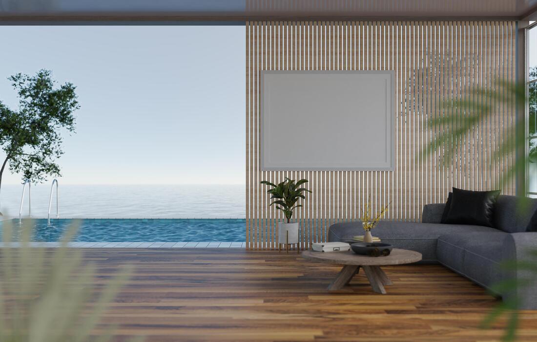Interior Of An Empty Modern Living Room In 3d Rendering Stock Photos ...
