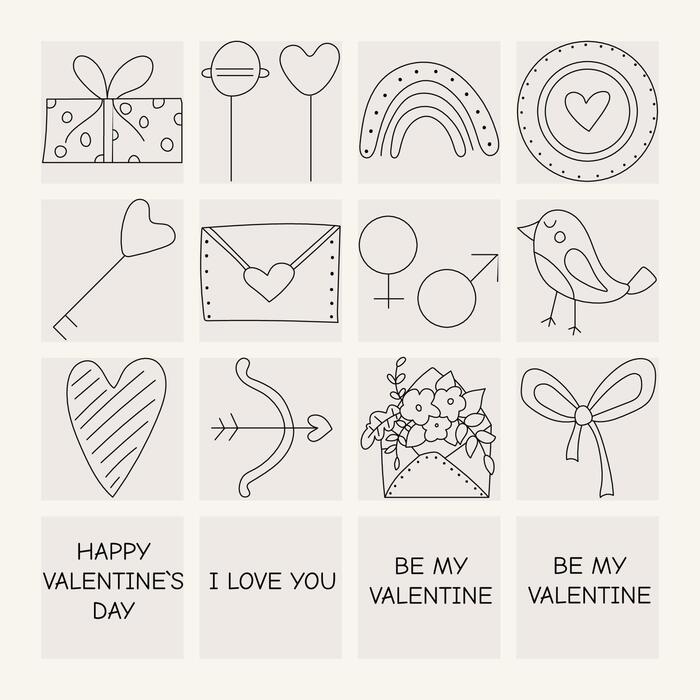 Valentines Day Line Art Vector Art, Icons, and Graphics for Free Download