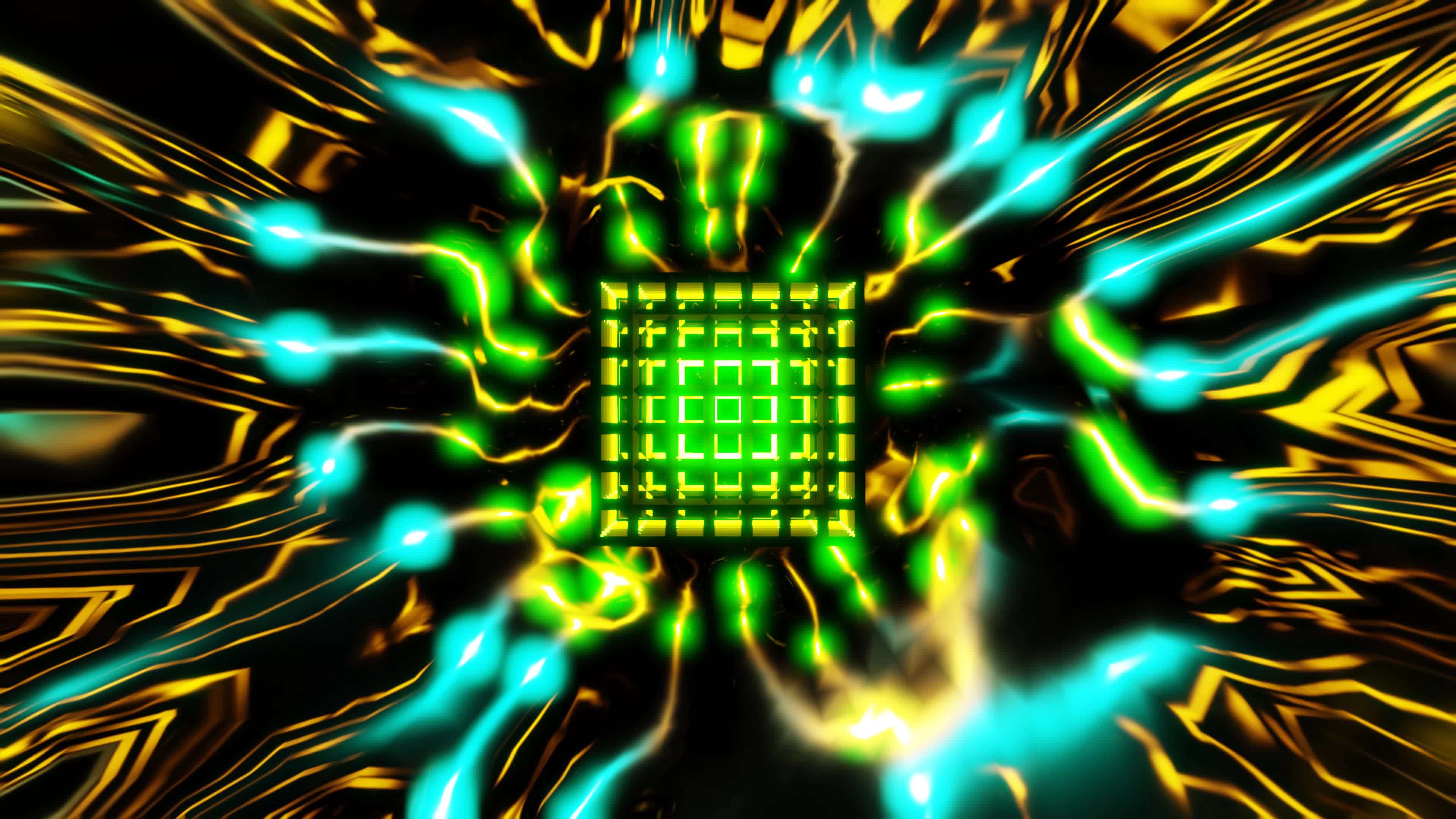 flying cube in galactic glow tunnel vj loop template. High quality 4k ...