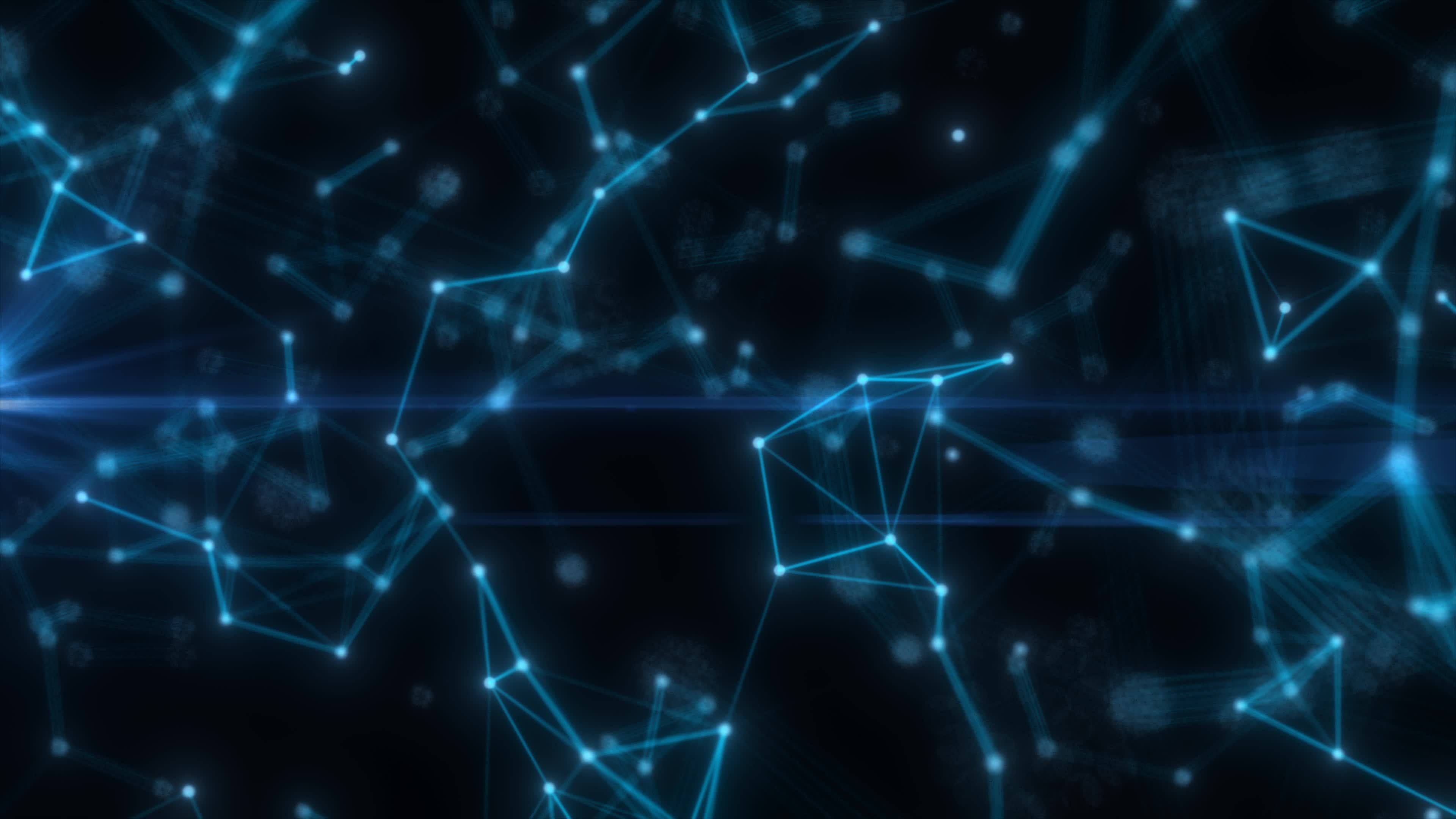 Abstract Hi Tech Blue Glowing Lines With Dots And Plexus Tegons