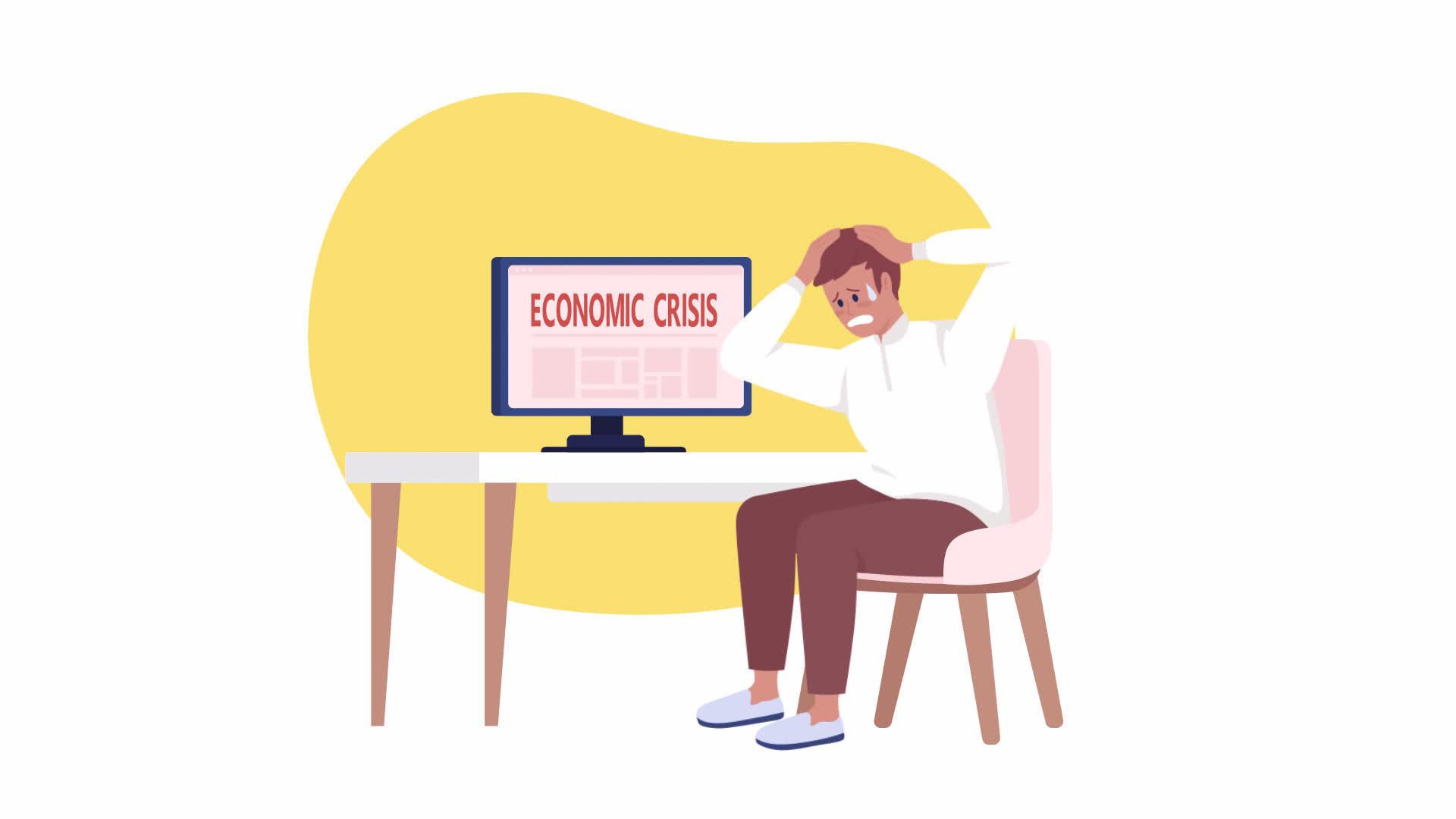 Animated isolated finance news. Looped flat 2D character HD video ...