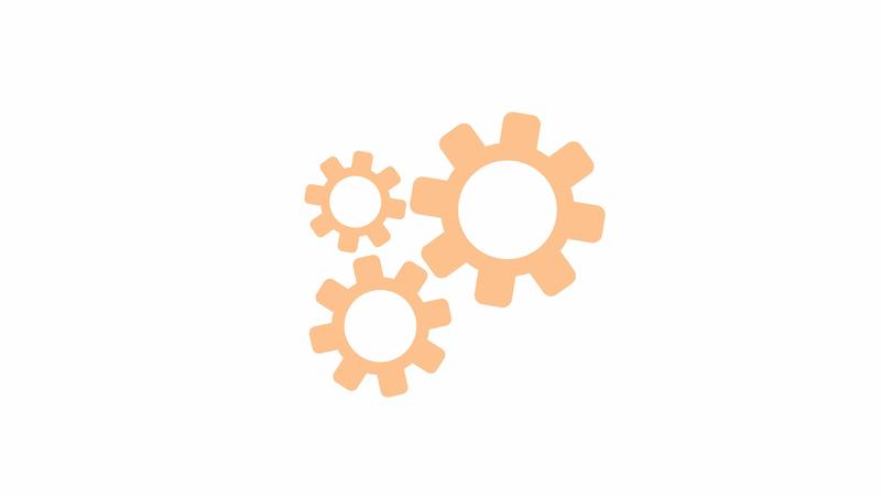 Animated rotating gears. Spinning cogwheels. Working mechanism. Flat cartoon style element HD ...