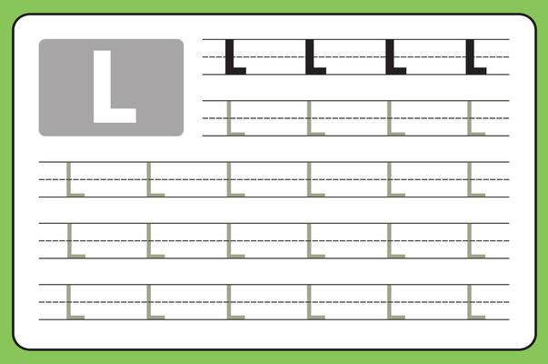Letter L Tracing Alphabet Worksheets Vector Art, Icons, and Graphics ...