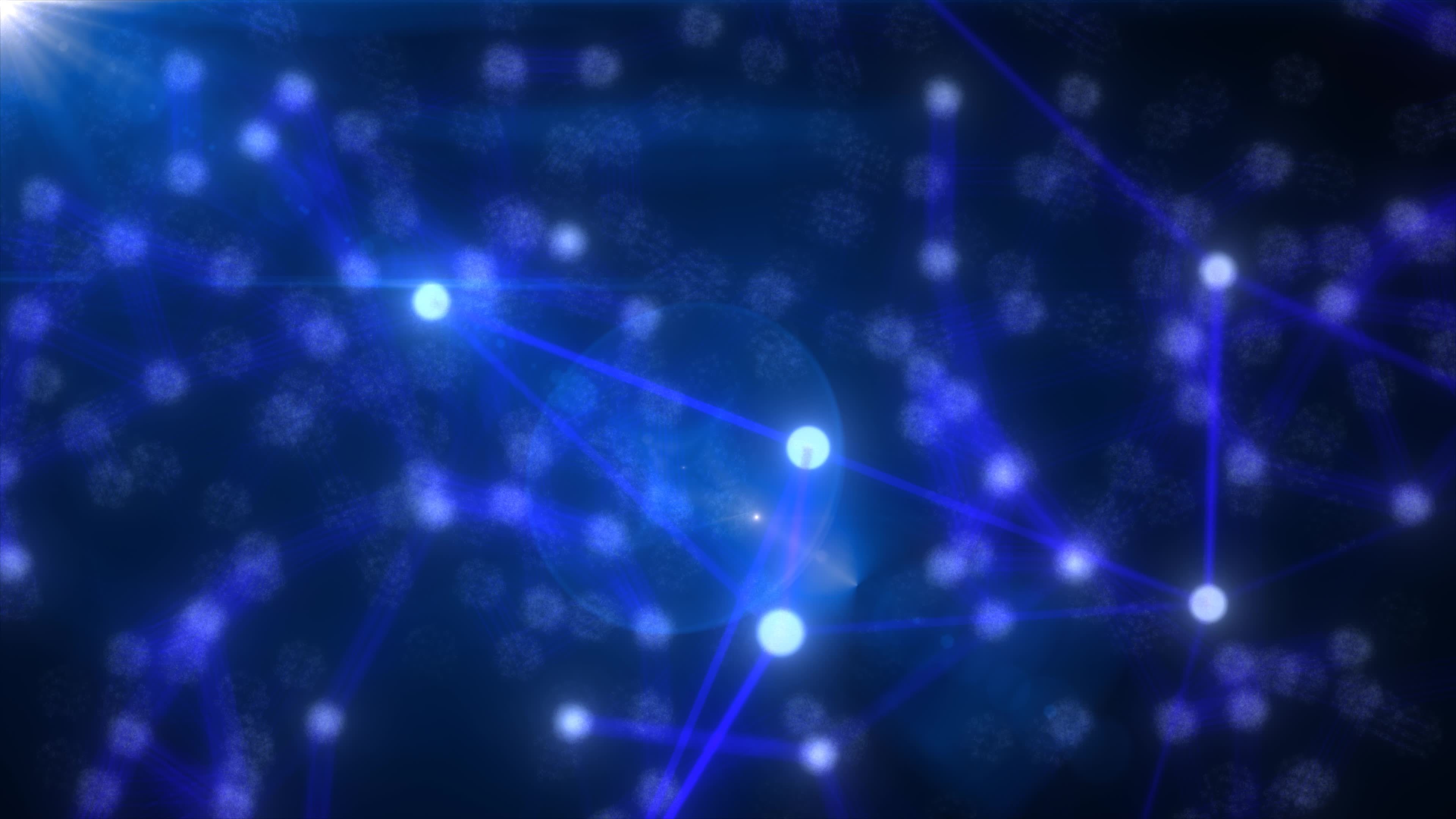Abstract High Tech Blue Glowing Lines With Dots And Plexus Triangles