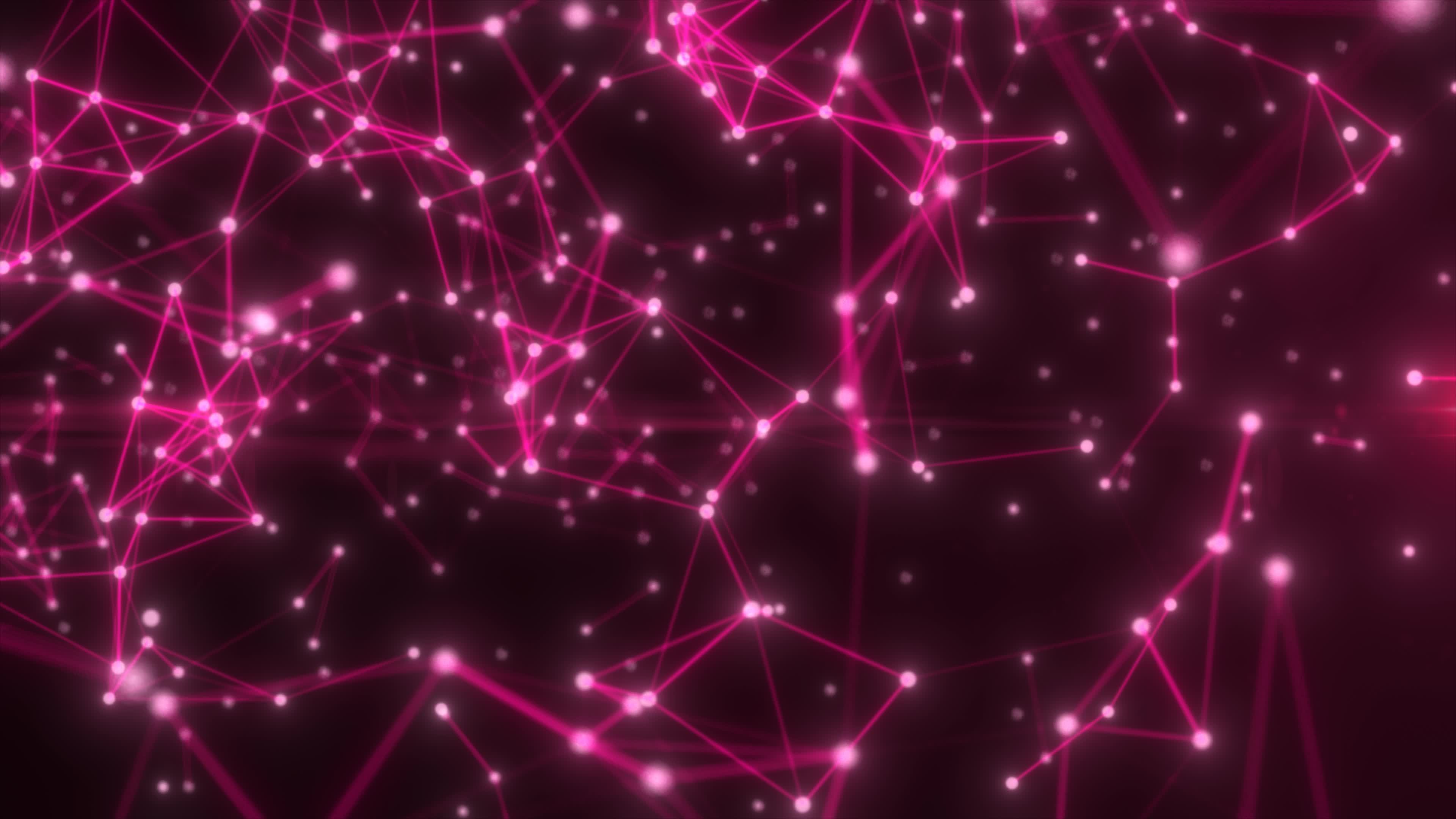 Abstract high tech red glowing lines with dots and plexus triangles, abstract background. Video ...