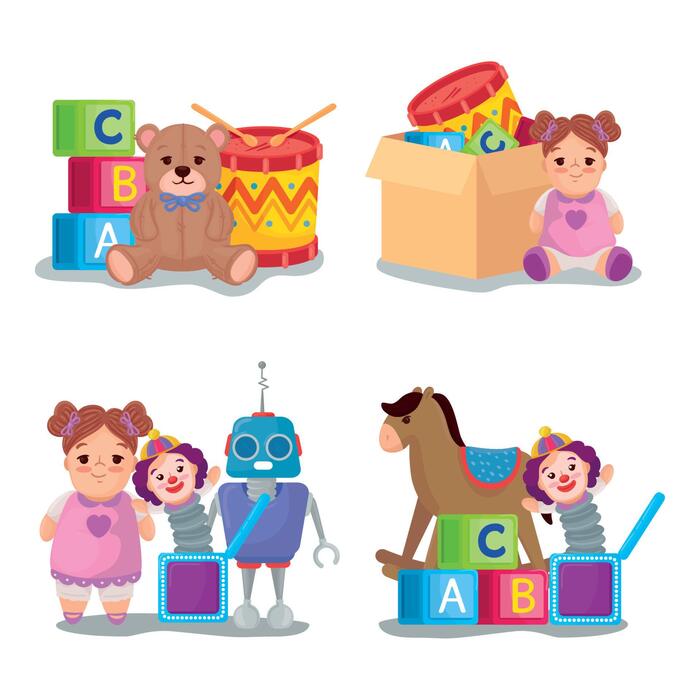 Kids Sharing Toys Vector Art, Icons, and Graphics for Free Download