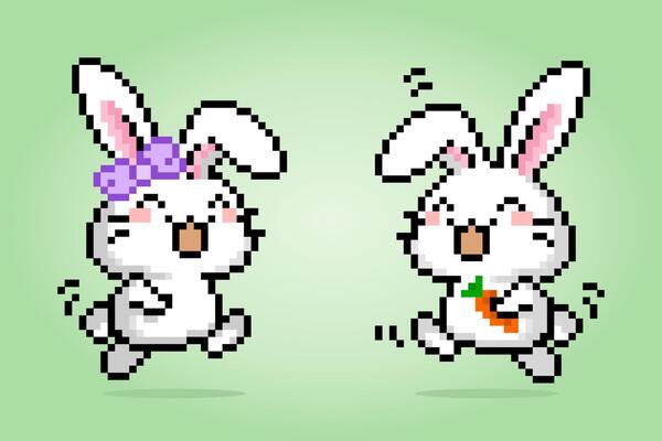 Pixel Rabbit Vector Art, Icons, and Graphics for Free Download