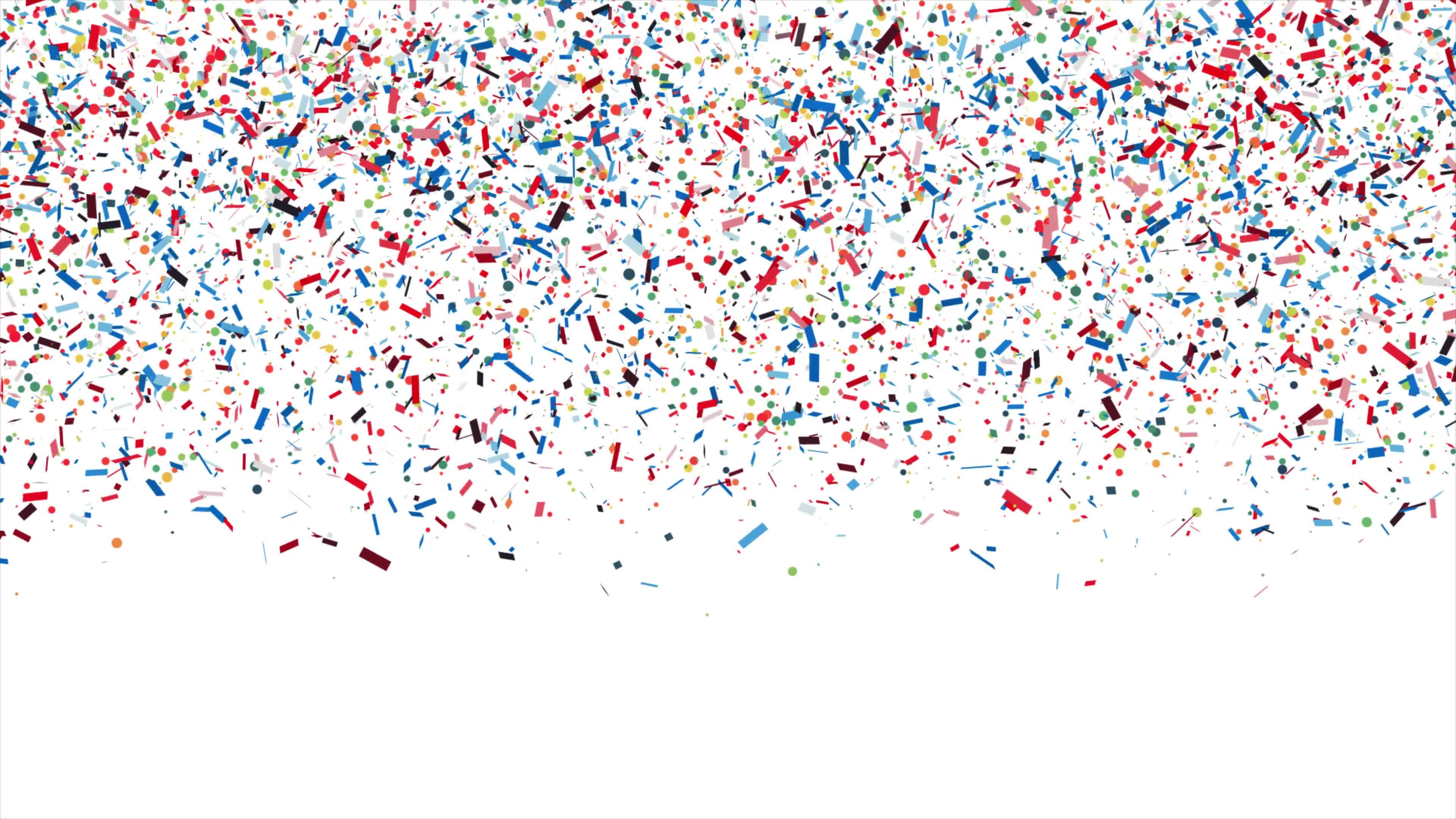 Colorful Confetti Particles Falling Over White Background, Confetti Falling Celebration ...