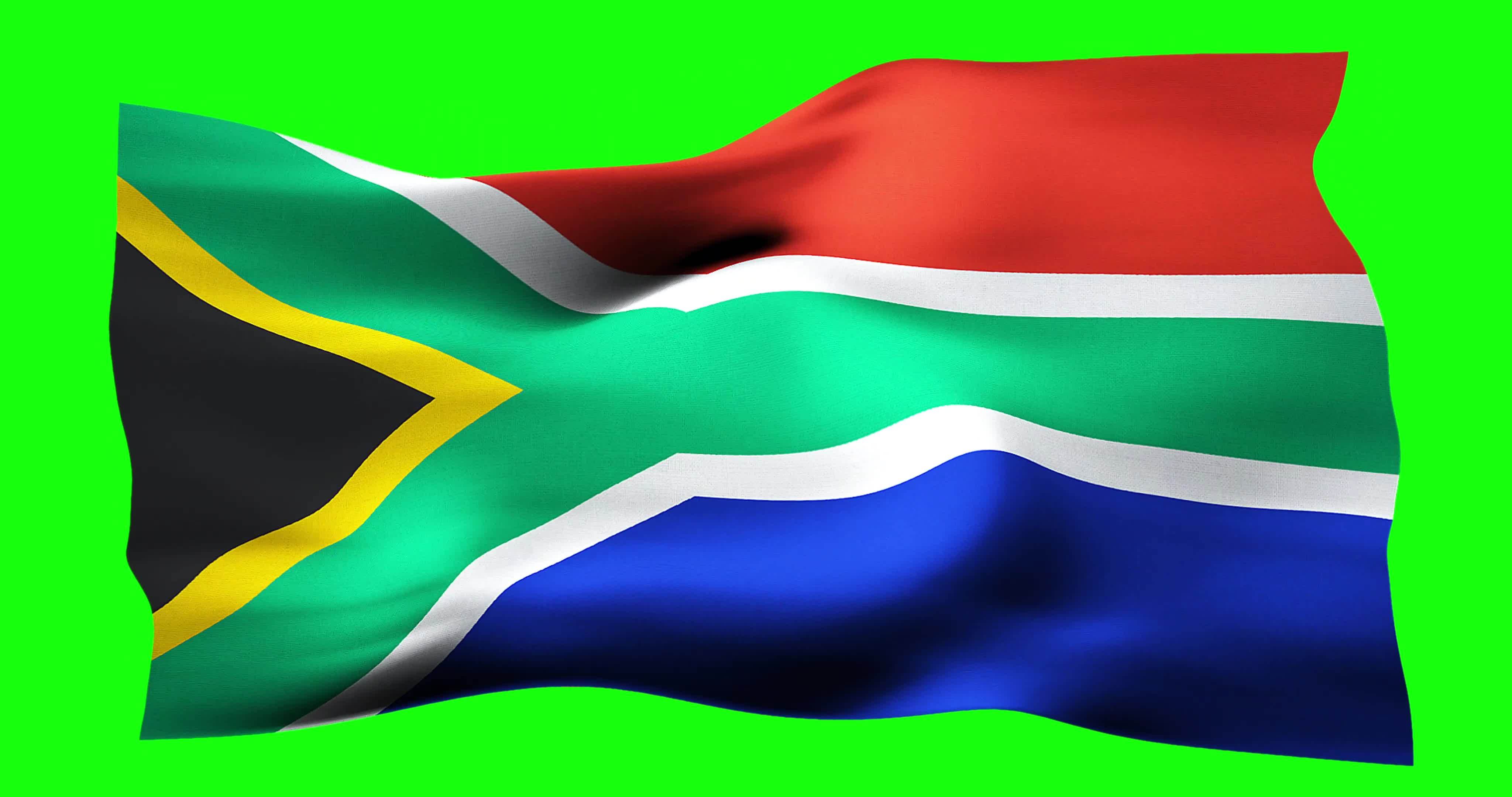 Flag Of South Africa Realistic Waving On Green Screen Seamless Loop