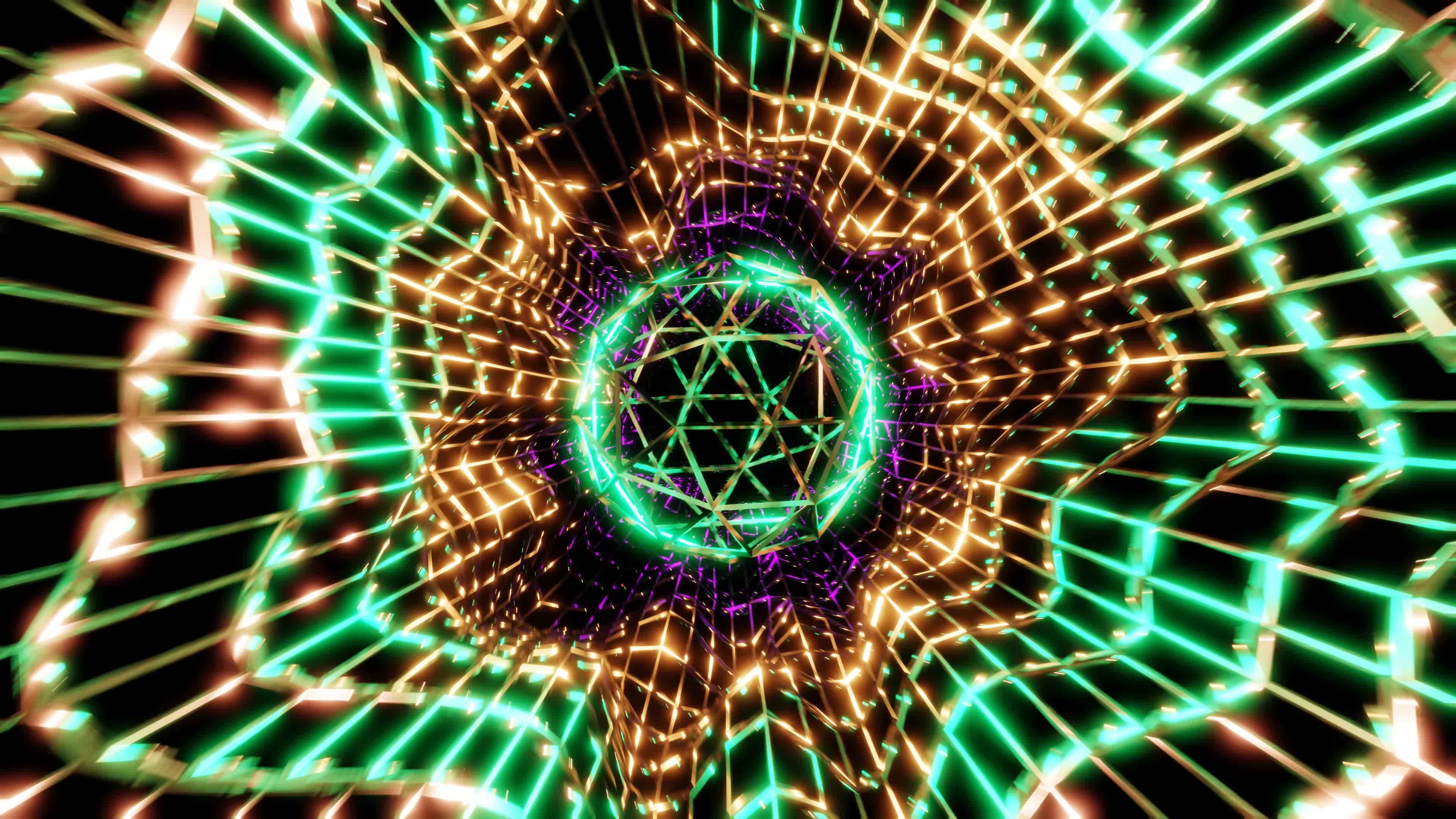 Vj Loop Synth Pop Retro Background Cyber Orb In Space Tunnel 3d