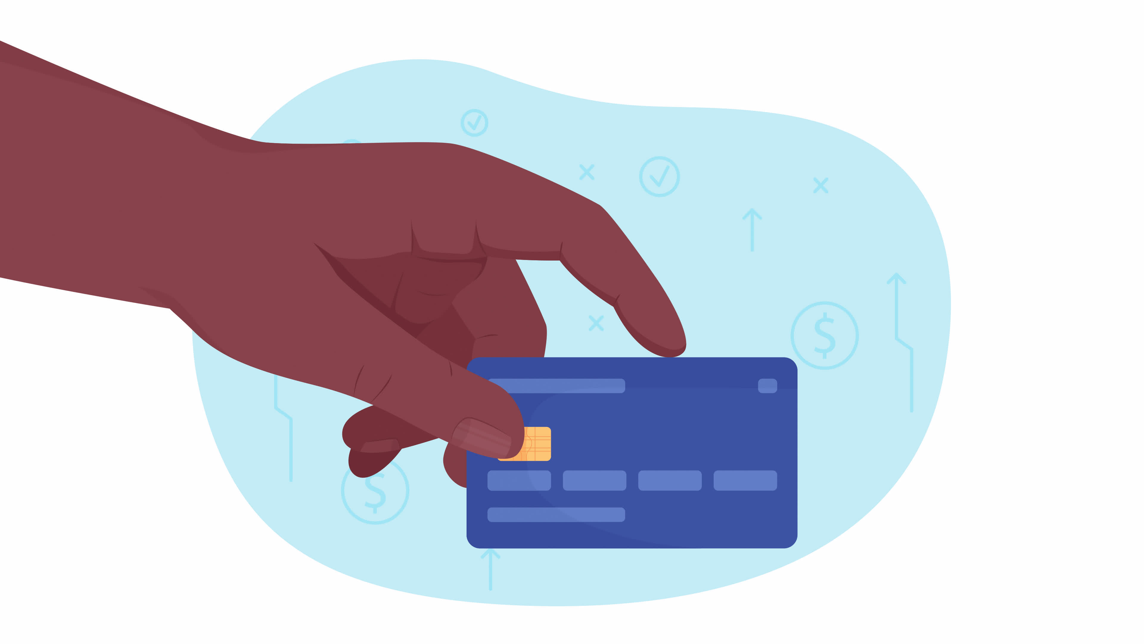 pago animado con tarjeta de débito. transacción. Imágenes de vídeo de 4k de primera vista planas ...