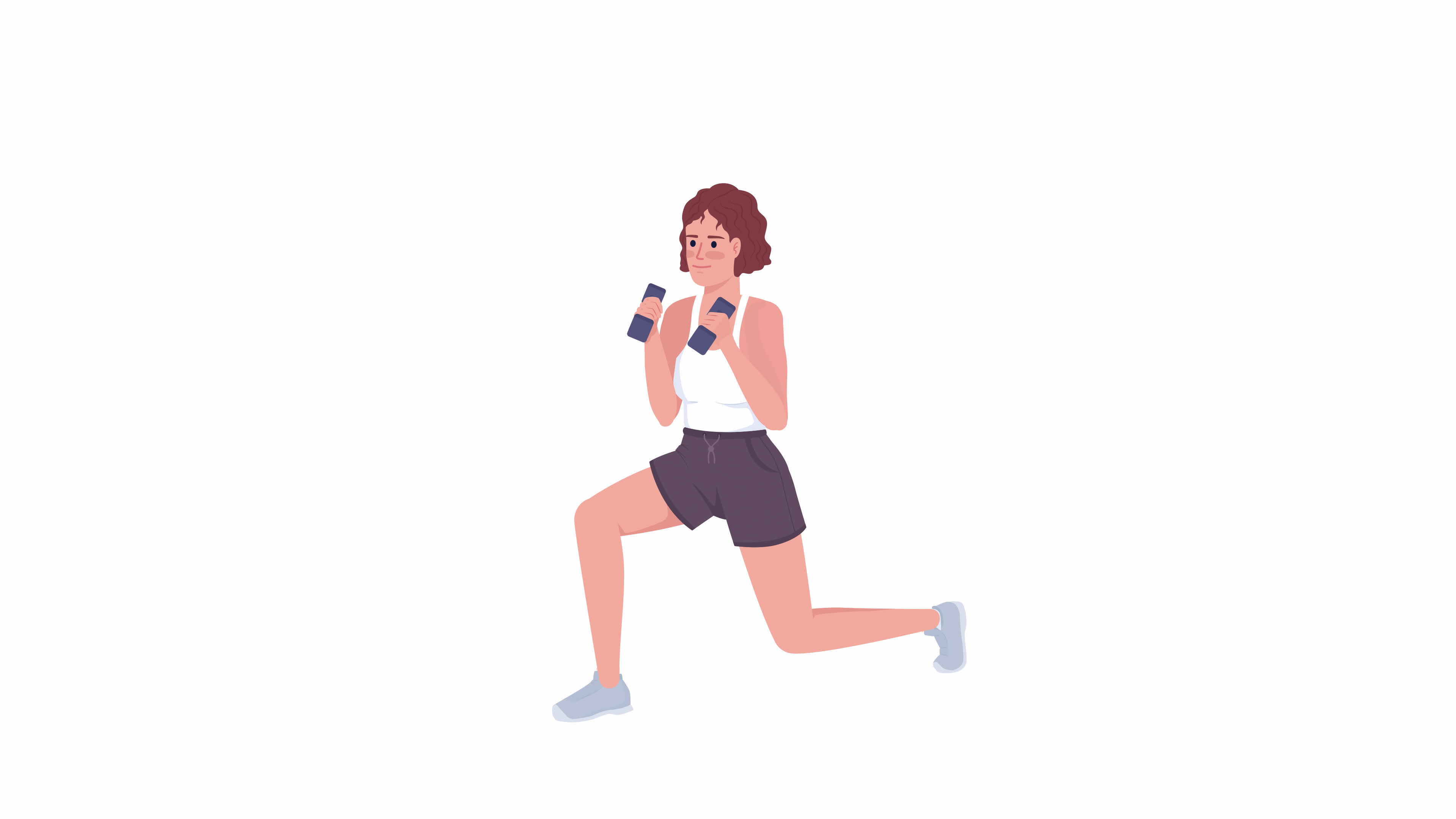 Animated Dumbbell Lunges Workout Lower Body Exercise Full Body Flat Person On White Background