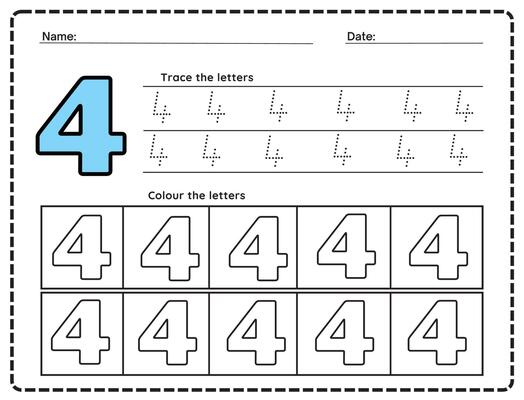 Number Four Tracing Worksheets Vector Art, Icons, and Graphics for Free ...