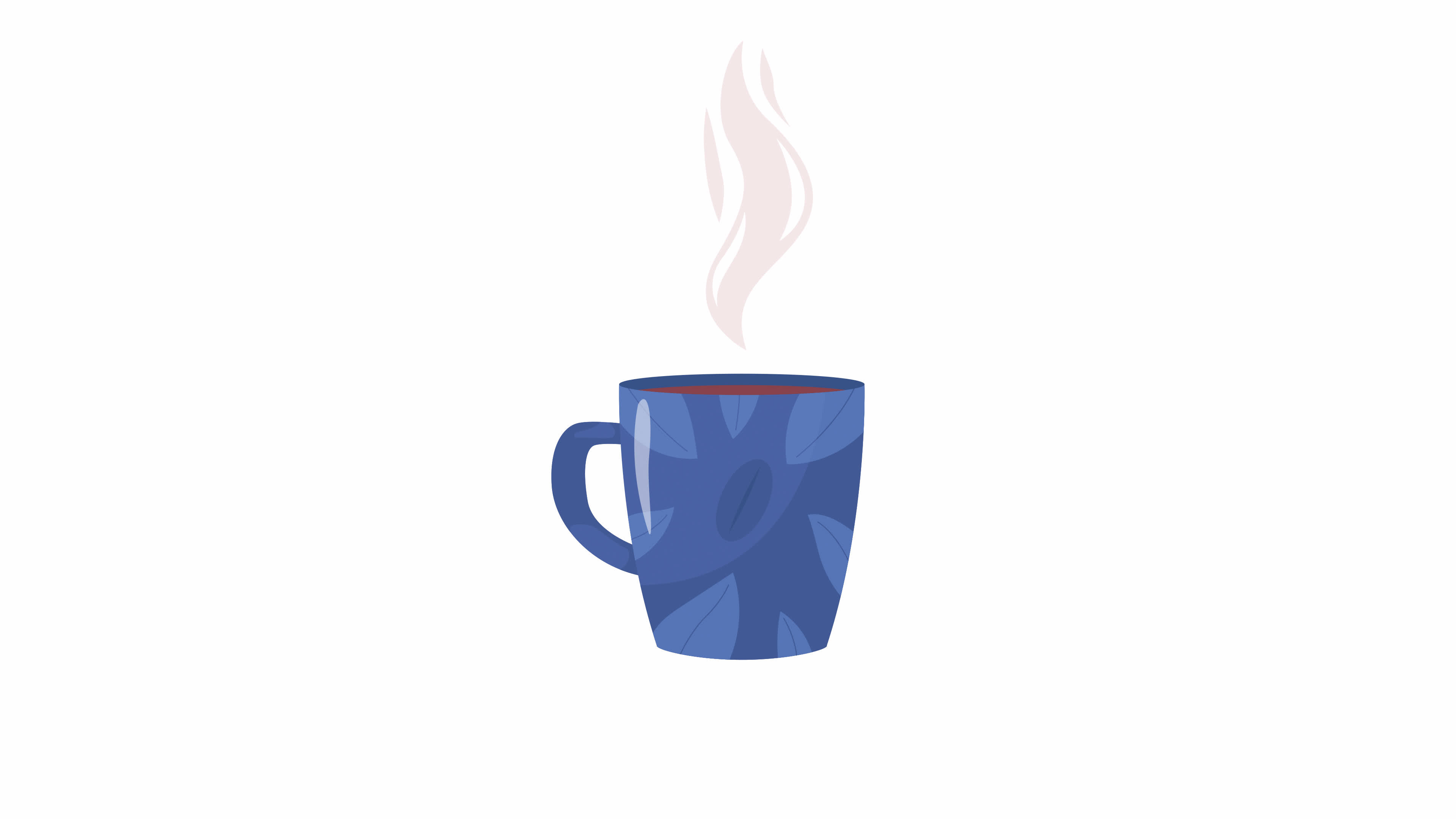 Animated blue mug with coffee drink. Caffeine beverage in cup. Flat object on white background ...