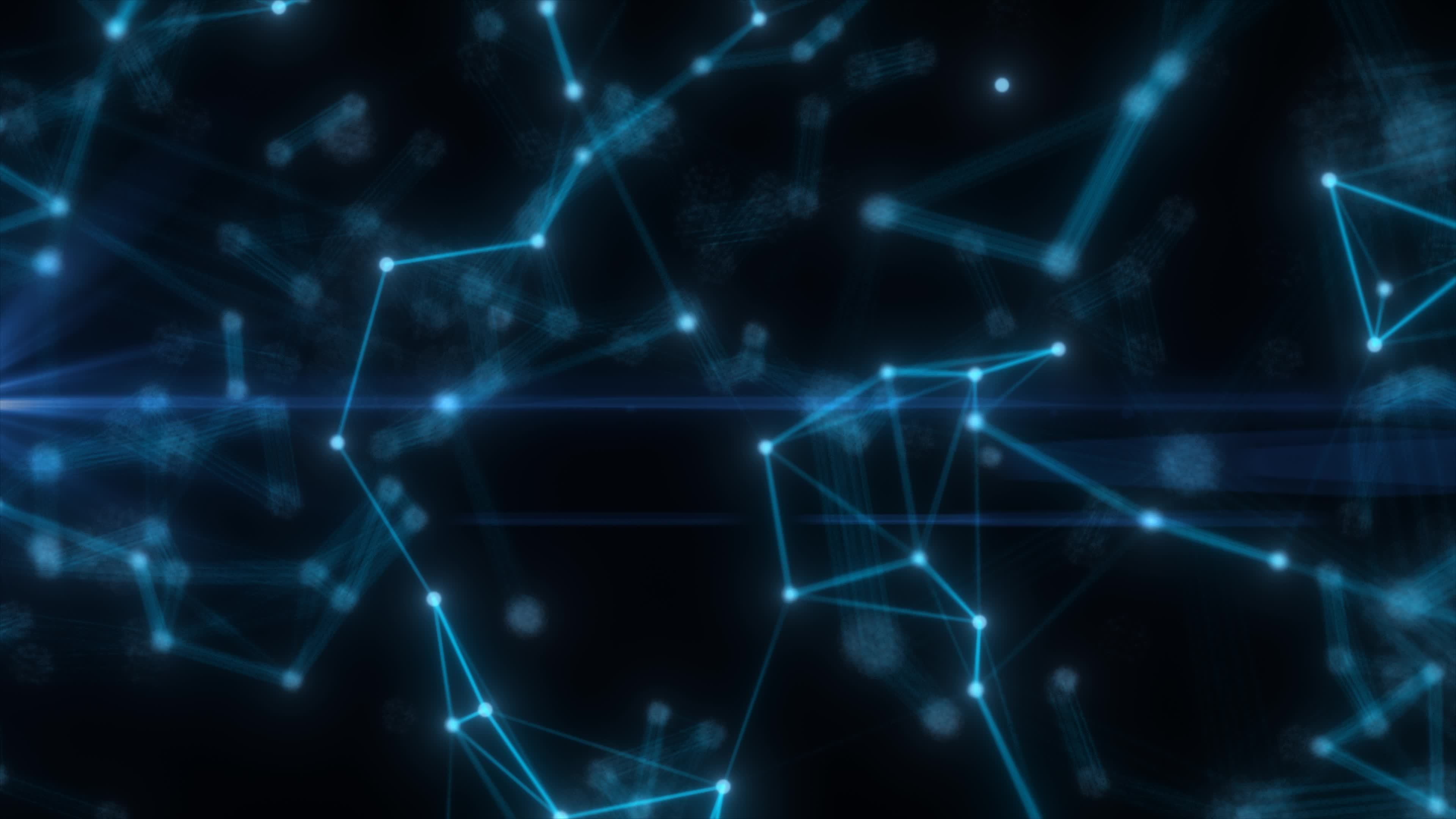 Abstract High Tech Blue Glowing Lines With Dots And Plexus Triangles