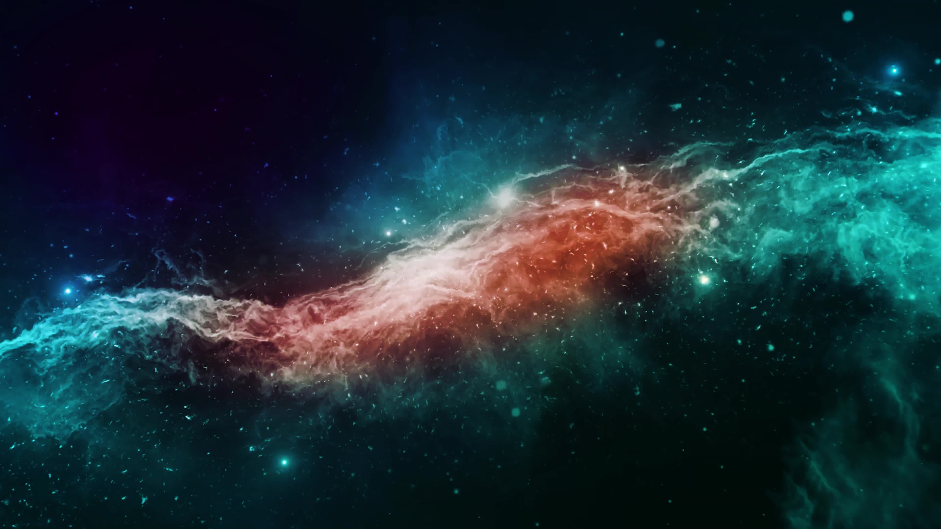 Seamless loop galaxy exploration through outer space towards glowing milky way galaxy. hd ...