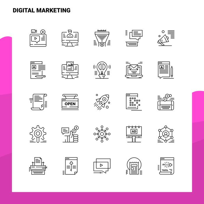 Digital Marketing Line Art Vector Art, Icons, and Graphics for Free ...