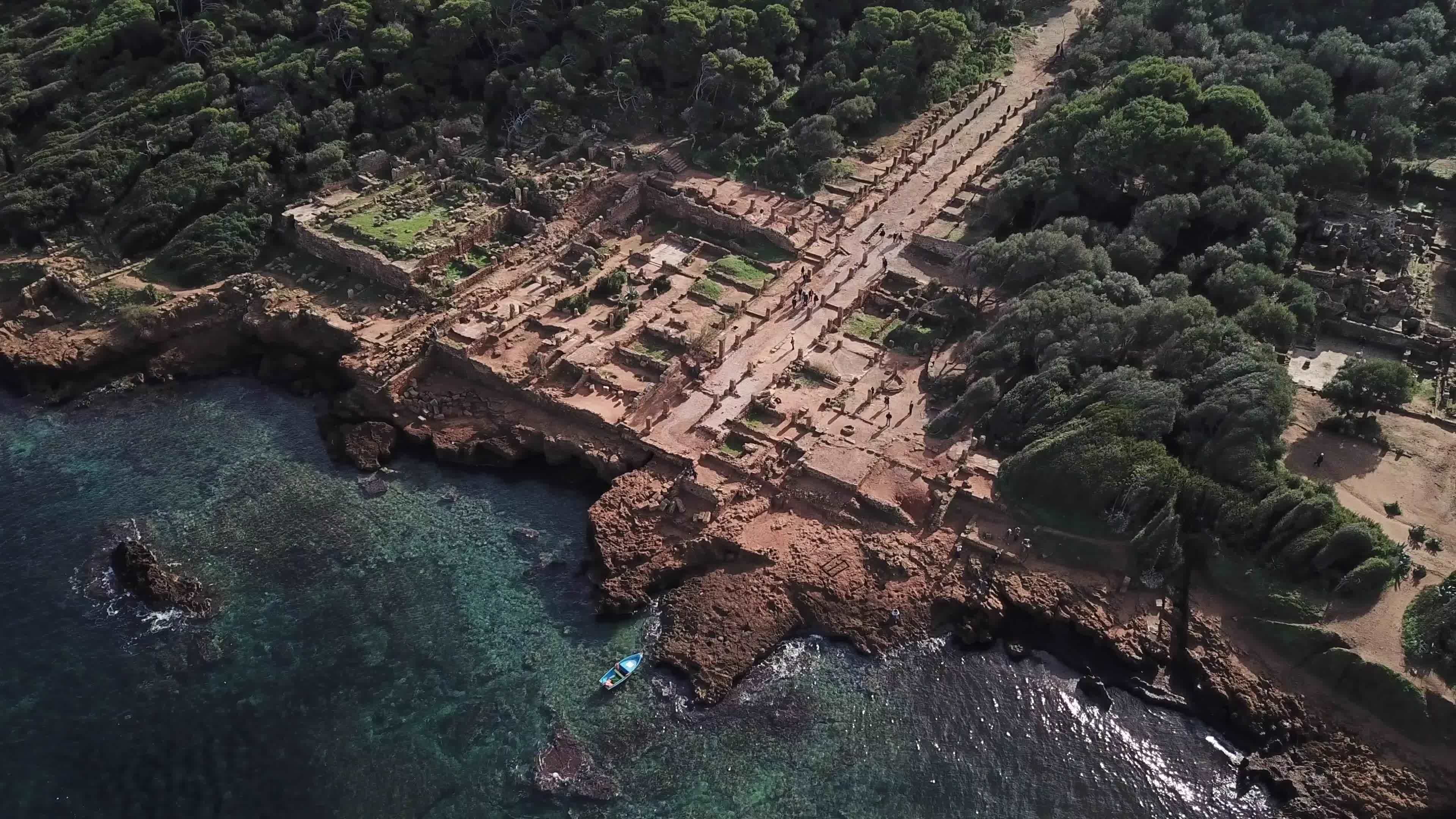 Aerial view of the ancient city of Tipaza, Algeria 18022359 Stock Video at Vecteezy
