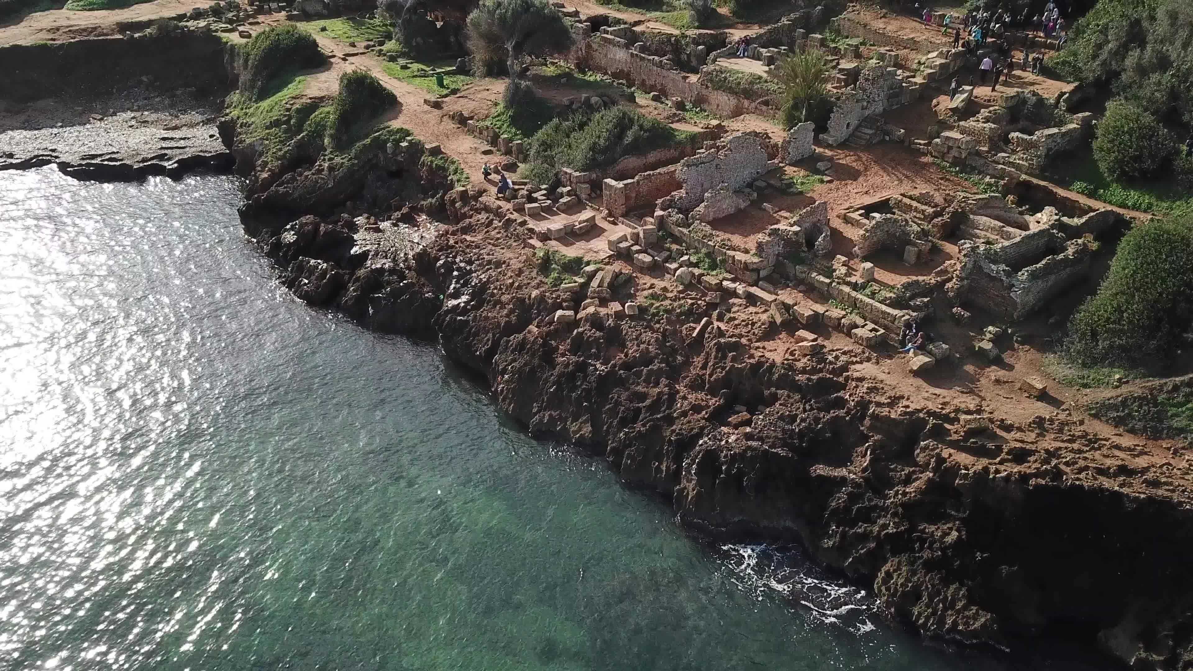 Aerial view of the ancient city of Tipaza, Algeria 18034263 Stock Video at Vecteezy