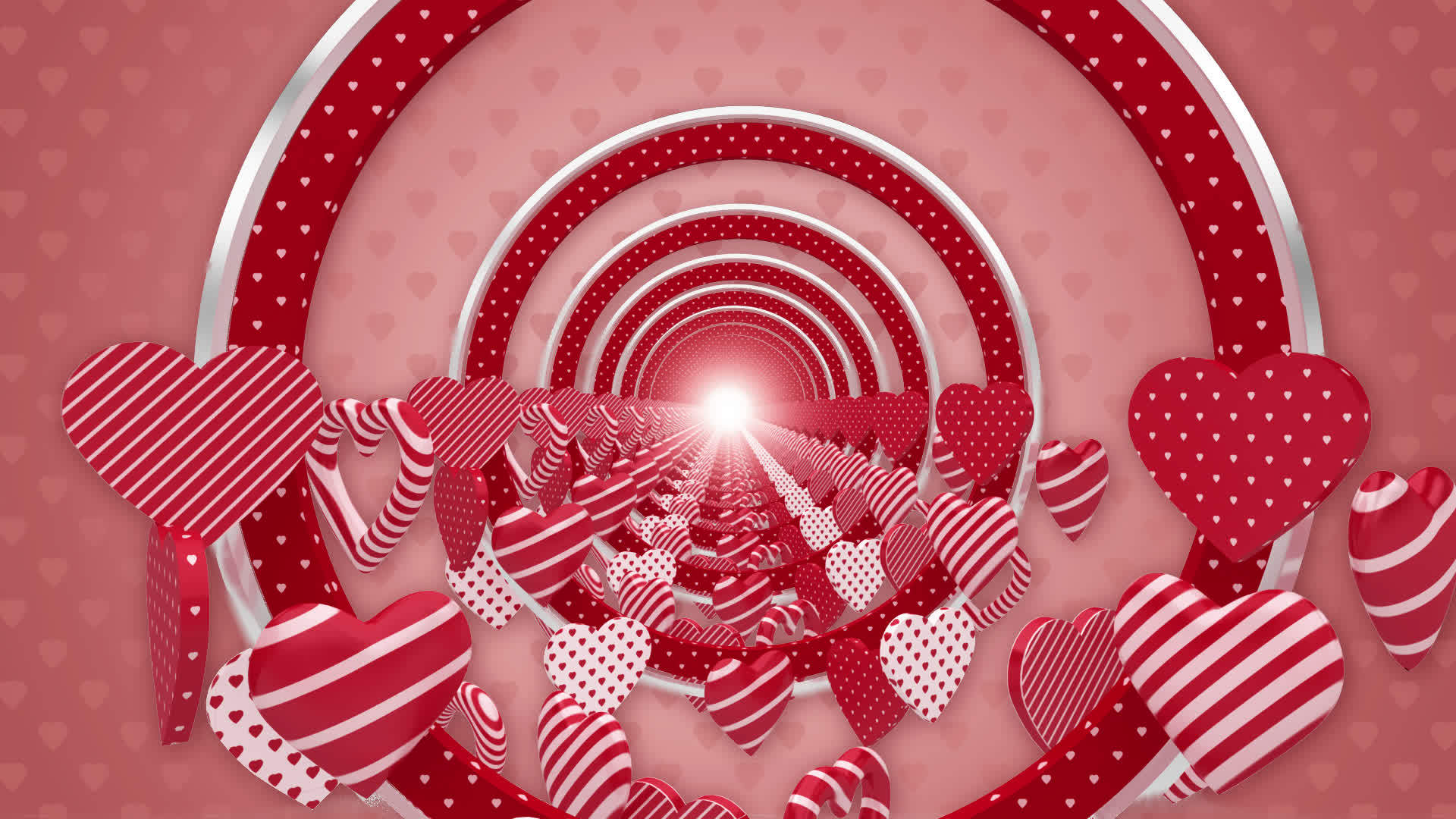 VALENTINE'S DAY ABSTRACT PINK BACKGROUND WITH ROTATING HEART SHAPES ANIMATION LOOP 18037722 ...