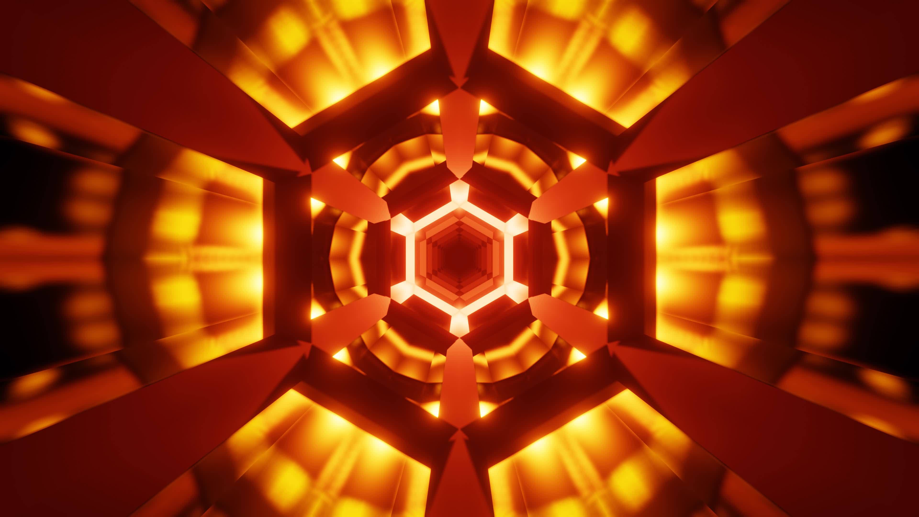 Fractal Sci Fi Tunnel Yellow Red Lighting Vj Loop 3d Render 18113499
