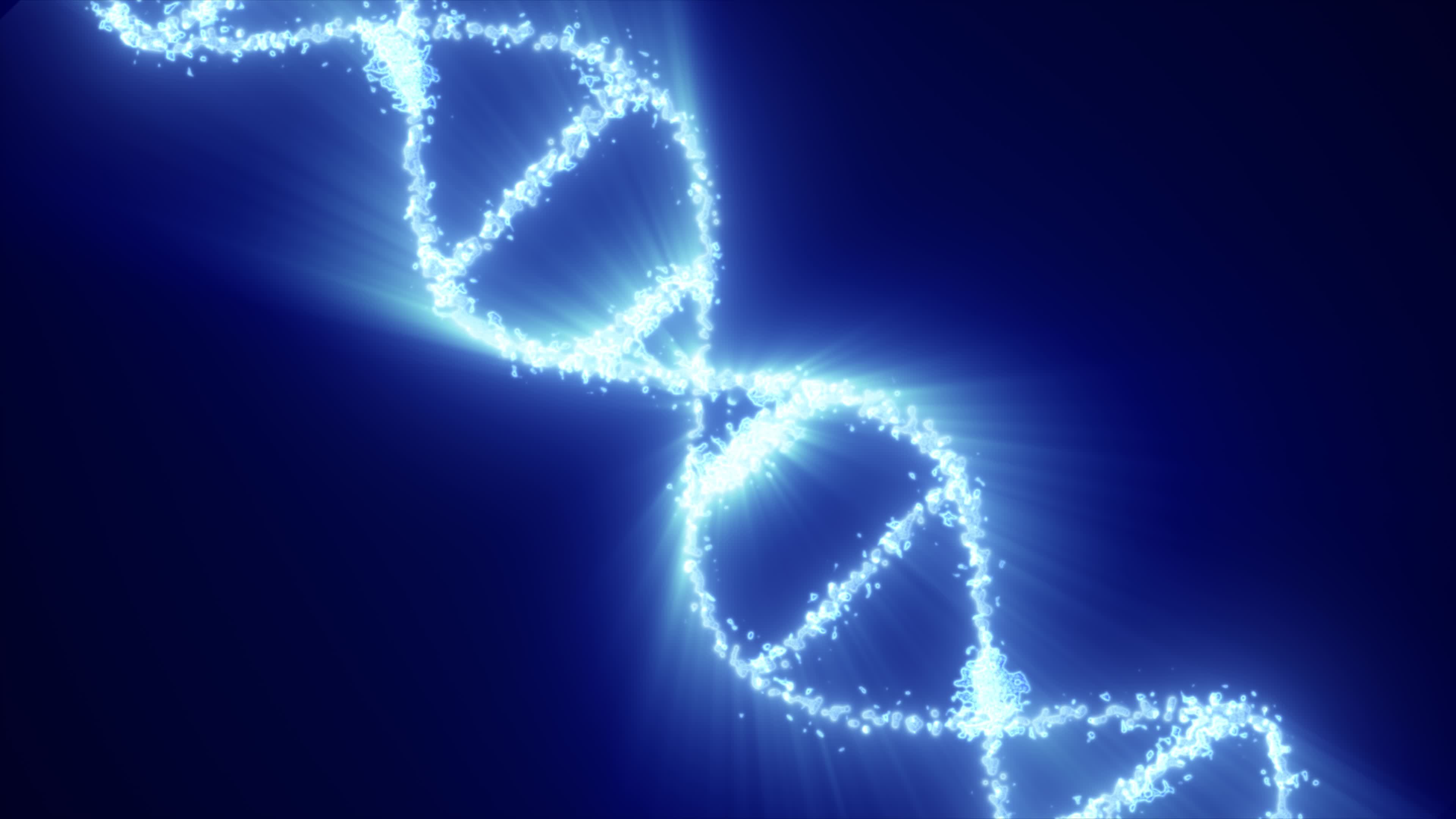 Abstract blue glowing energy spiral dna scientific futuristic high tech background. Video 4k ...