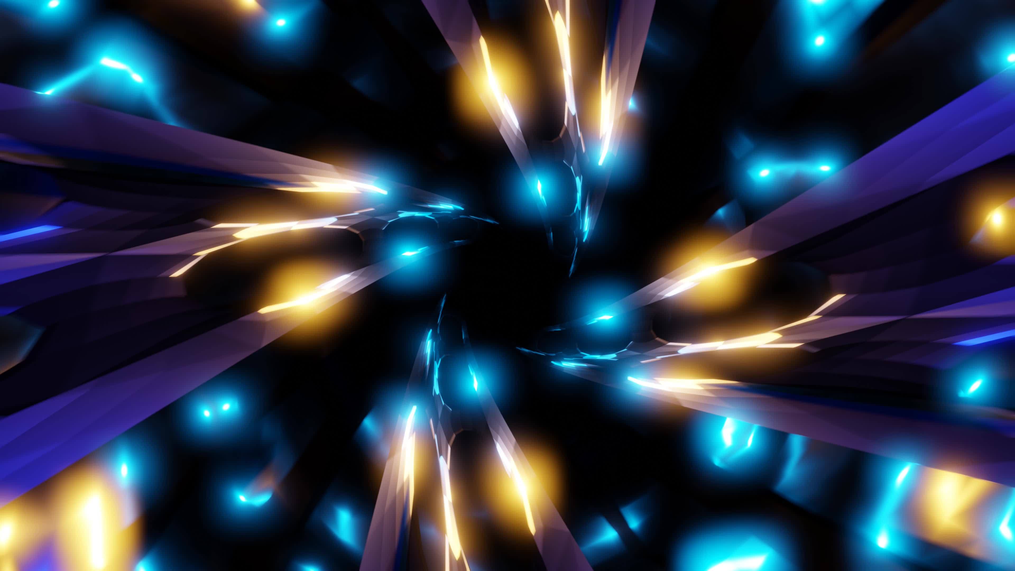 Rotating Spiral Geometric Lines In Space Tunnel Vj Loop Background