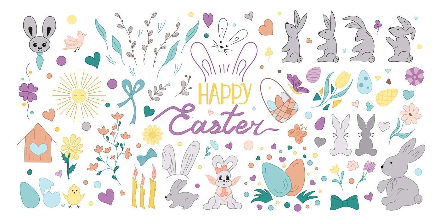 Drawn Easter Elements Vector Art Icons And Graphics For Free Download