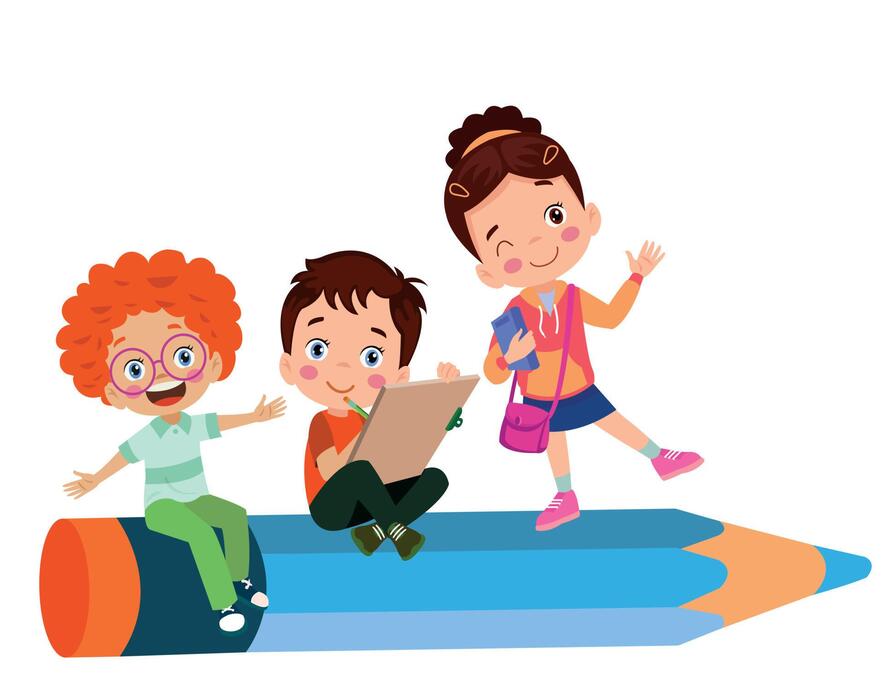 Kids On Pencil Vector Art, Icons, and Graphics for Free Download