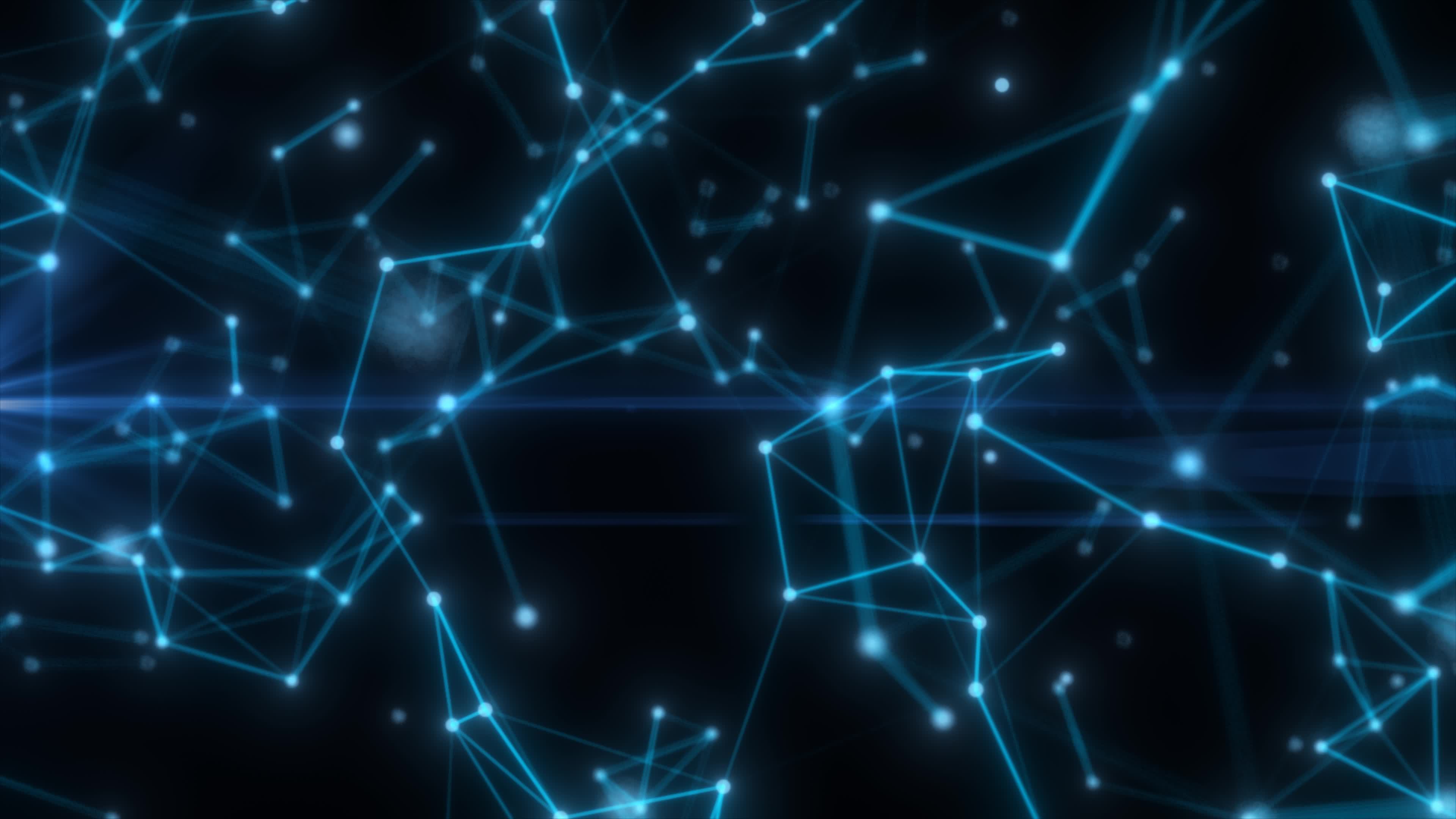 Abstract High Tech Blue Glowing Lines With Dots And Plexus Triangles