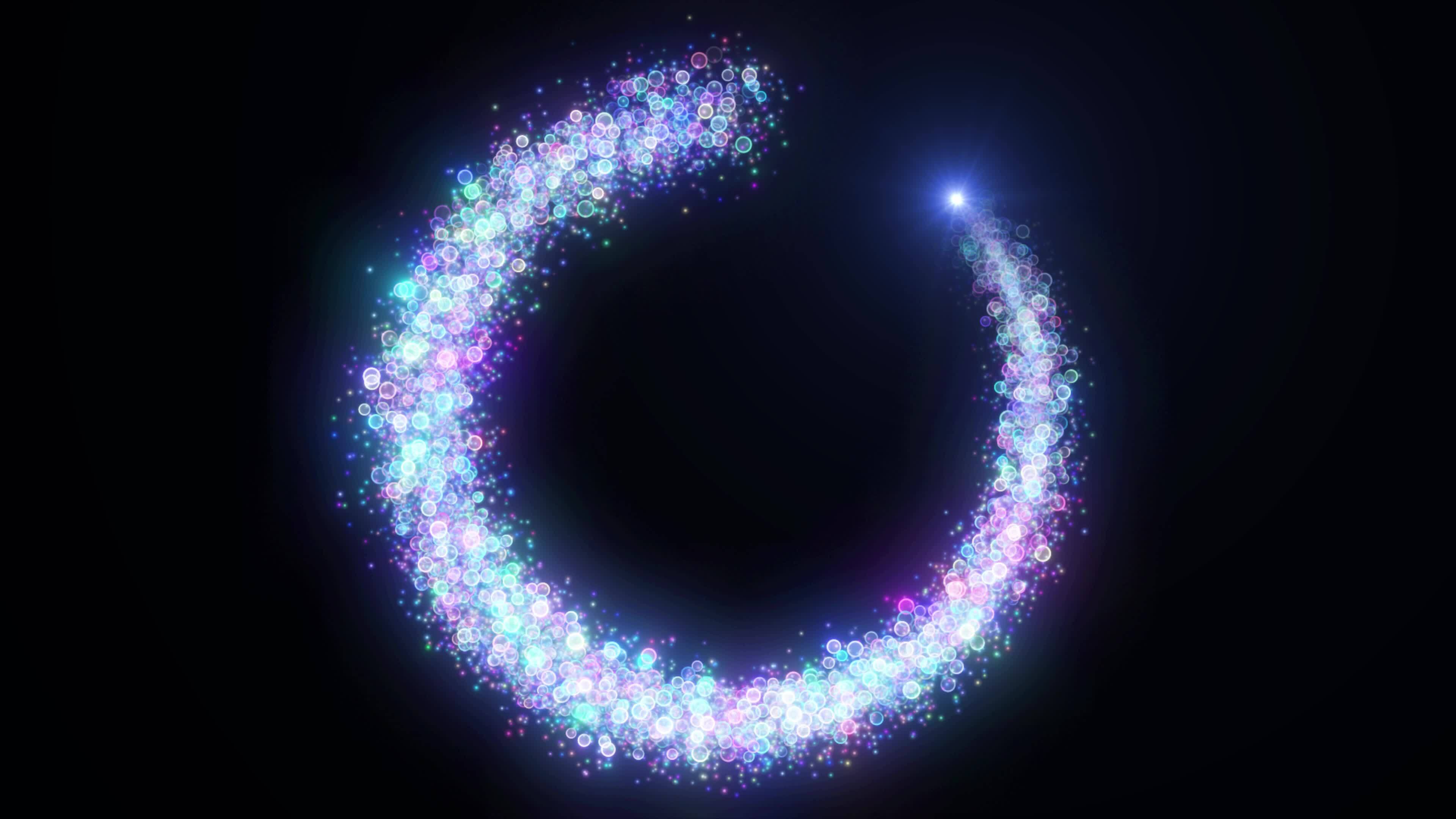Glowing Particle Circle Moving On Black Background. Abstract Futuristic ... Glowing Particle Circle Moving On Black Background. Abstract Futuristic ...