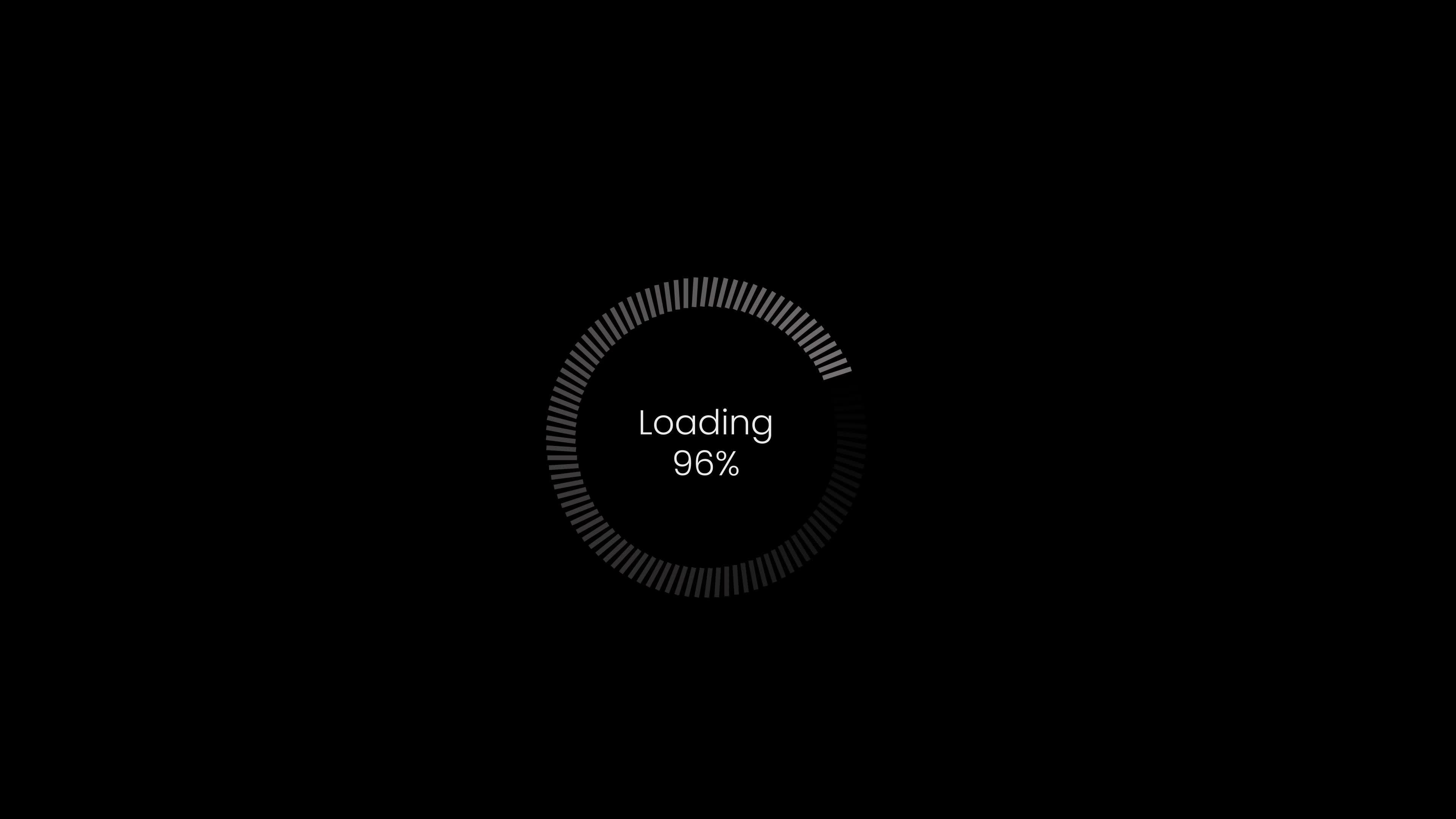 Loading Bar Buffer Symbol 4K in Black Background. Circle Loader Downloading Indicator 0 to 100 ...