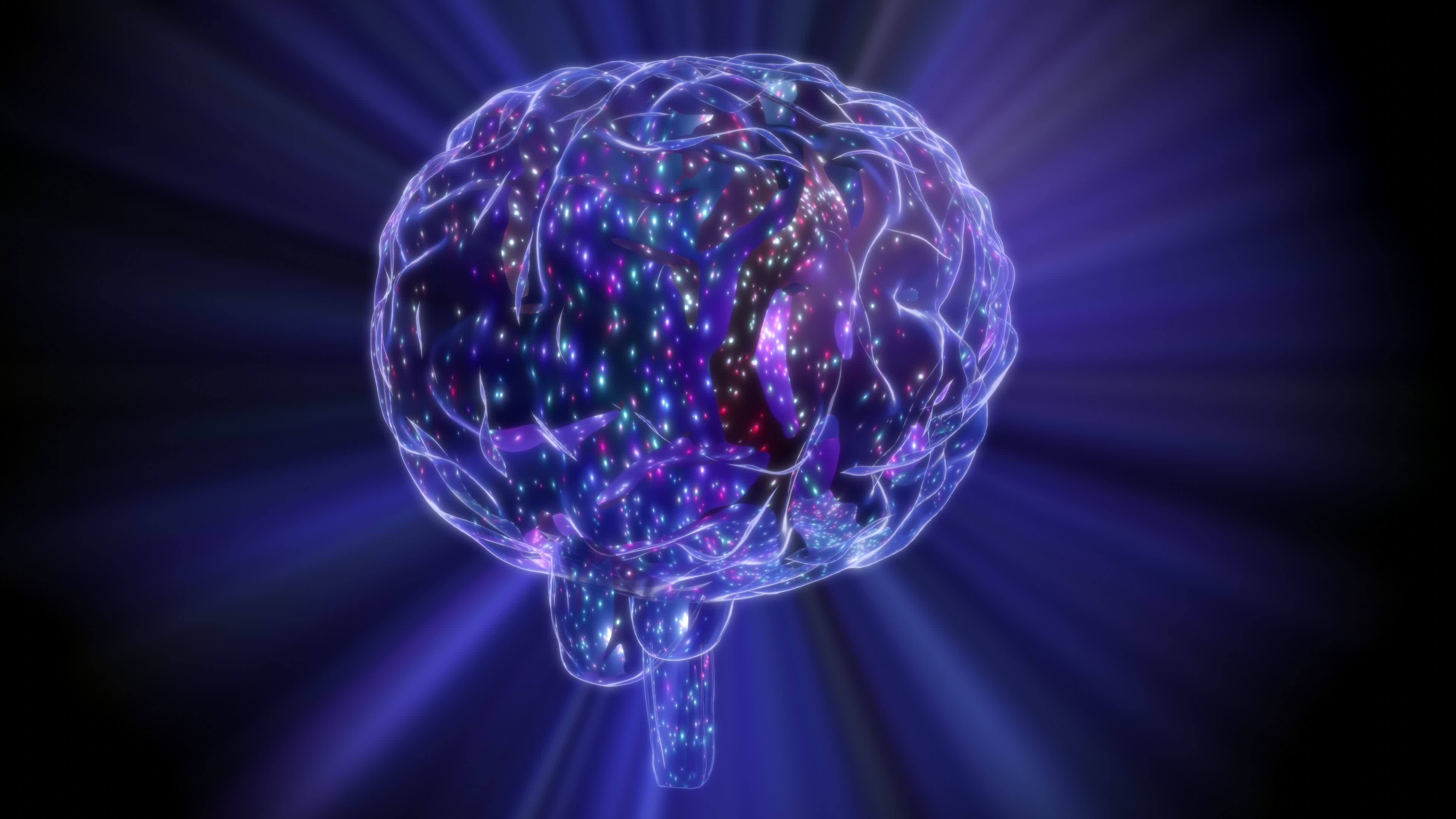 Rotating Human Brain Hologram, Light Rays - Thinking Process, intelligence Concept 18914162 ...