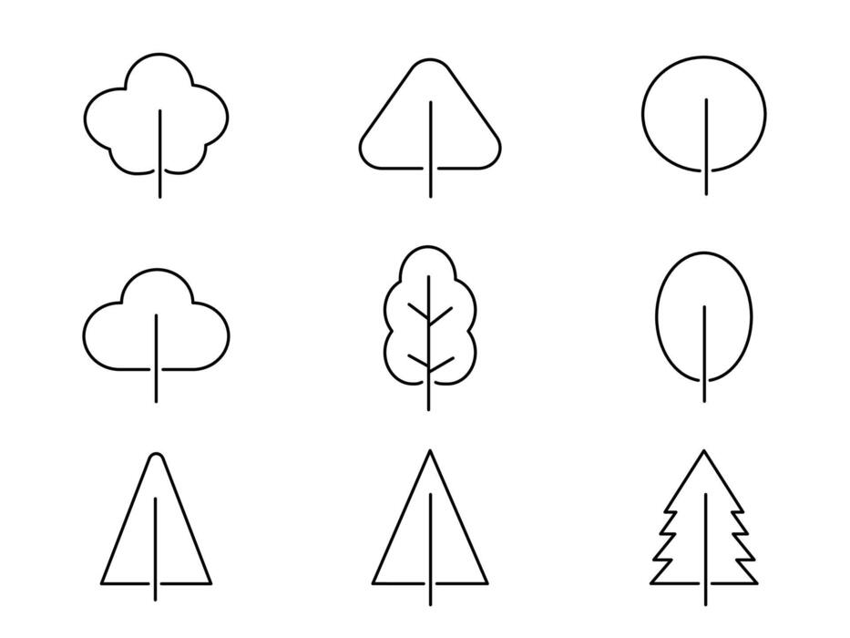 Tree Icon Set Vector Art, Icons, and Graphics for Free Download