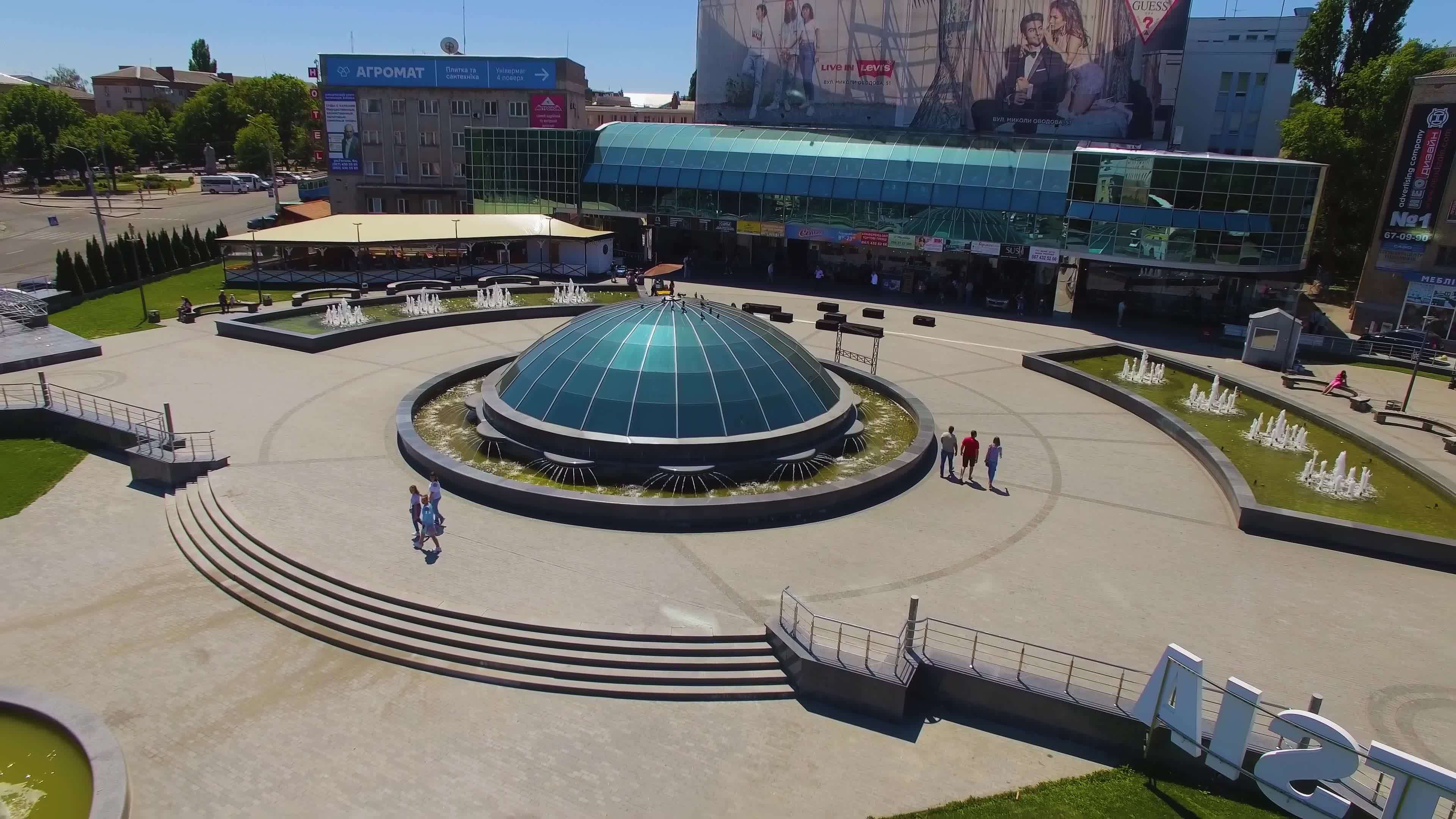 VINNYTSIA, UKRAINE Building with a glass dome 19247651 Stock Video at Vecteezy