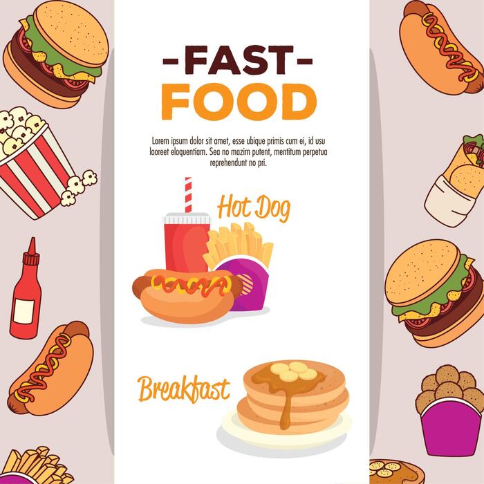 Fast Food Restaurant Menu Vector Art, Icons, and Graphics for Free Download
