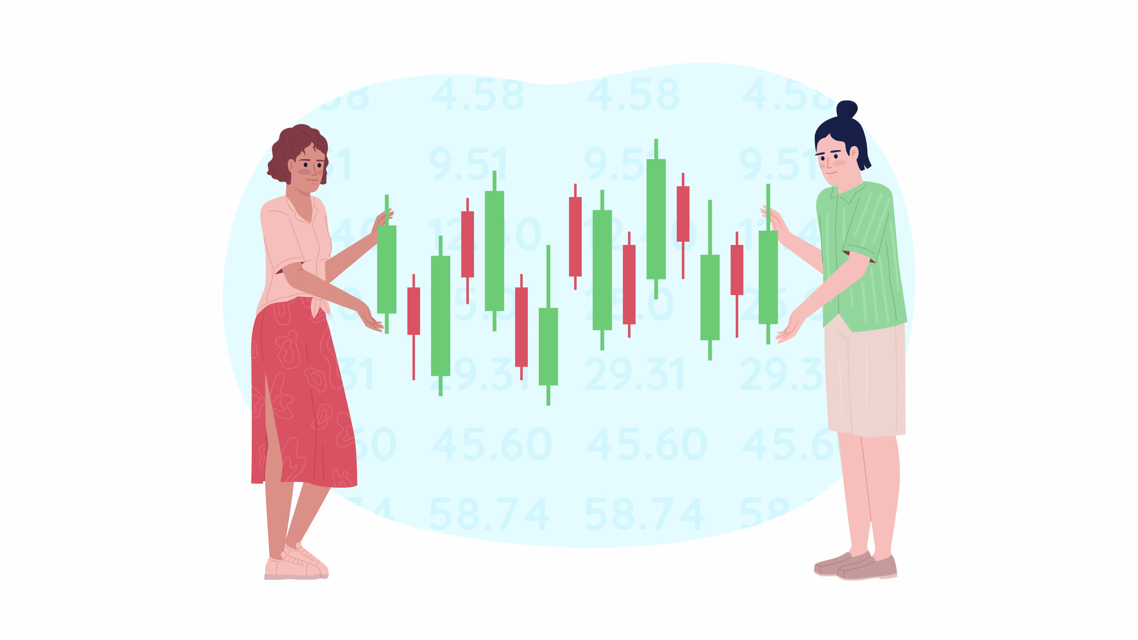 Animated stock trends loader. Asset prices analysis. Looped flat 2D ...