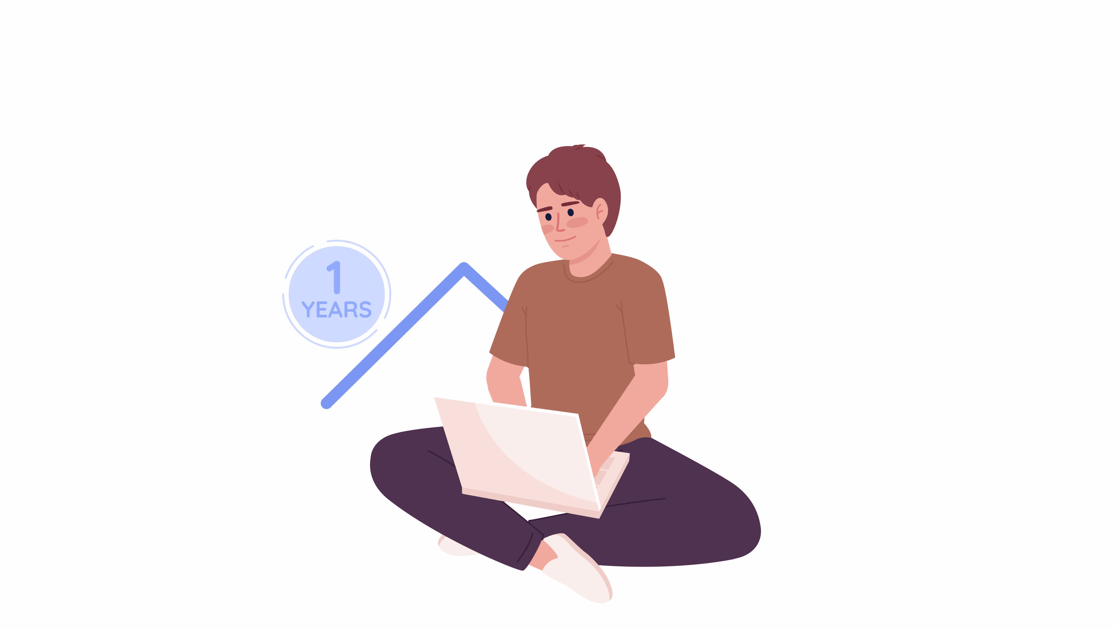 Animated creating 5 year growth plan. Investor working on laptop. 4K ...