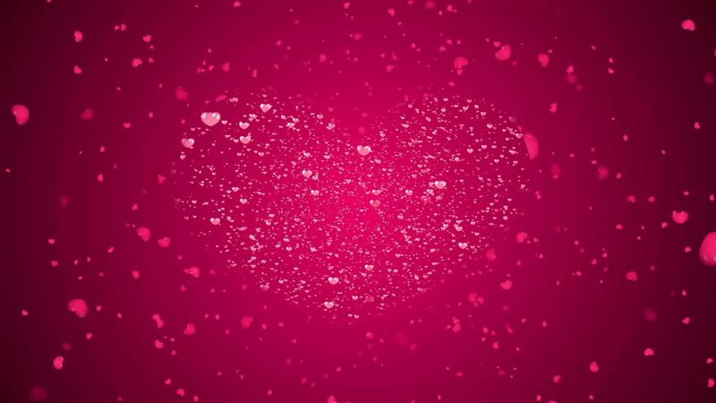 Valentine's day red pink animation with bright heart particle in the ...