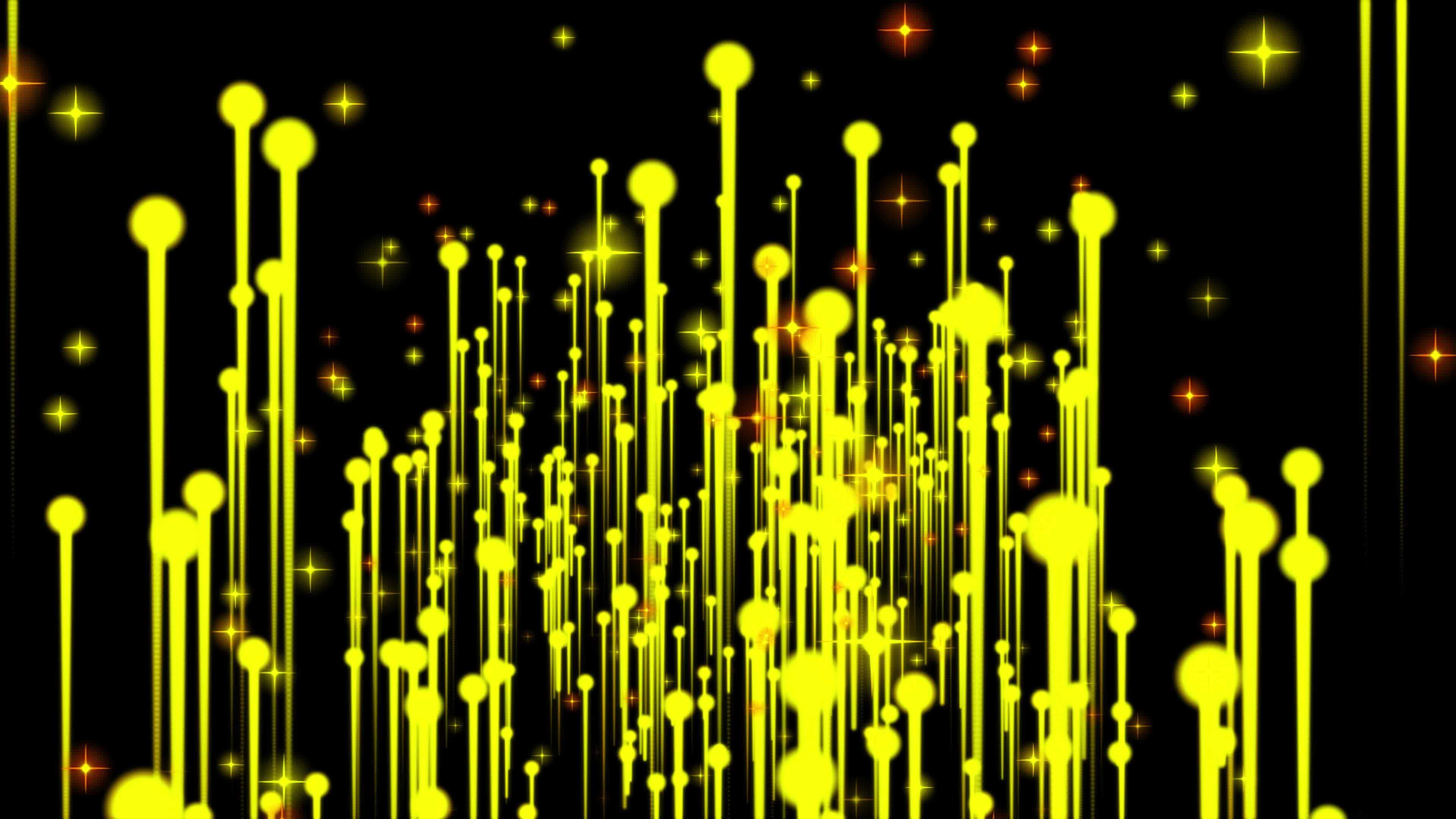 Abstract Animation Of Glowing Gold Particles With Rays Loopable