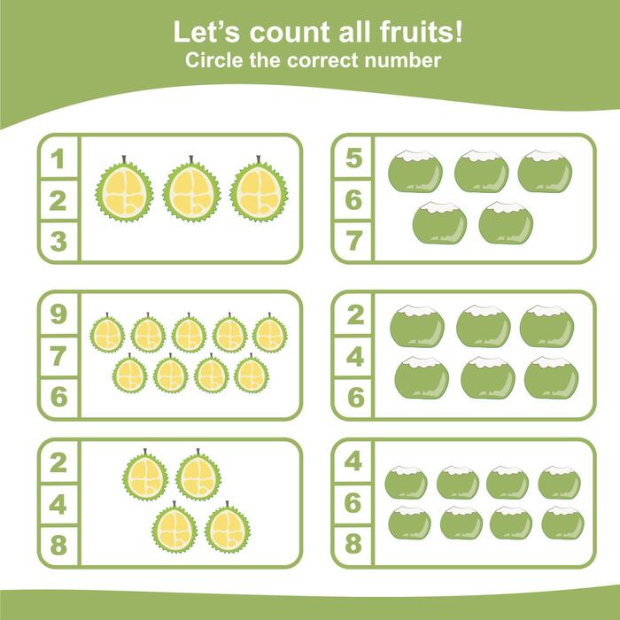 Fruit Numbers Vector Art, Icons, and Graphics for Free Download